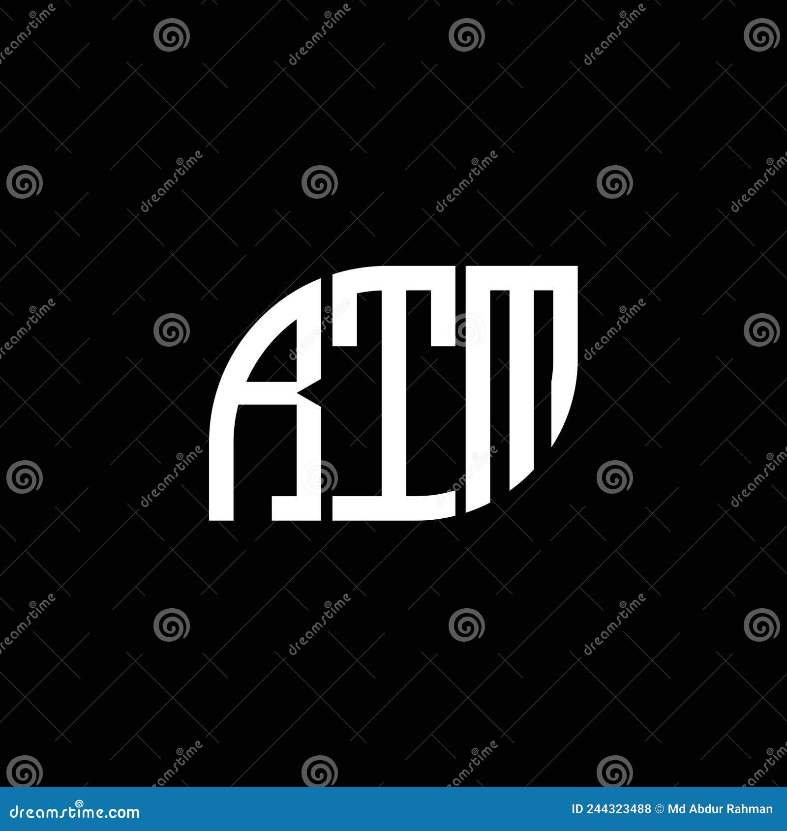 RTM Letter Logo Design on Black Background. RTM Creative Initials ...