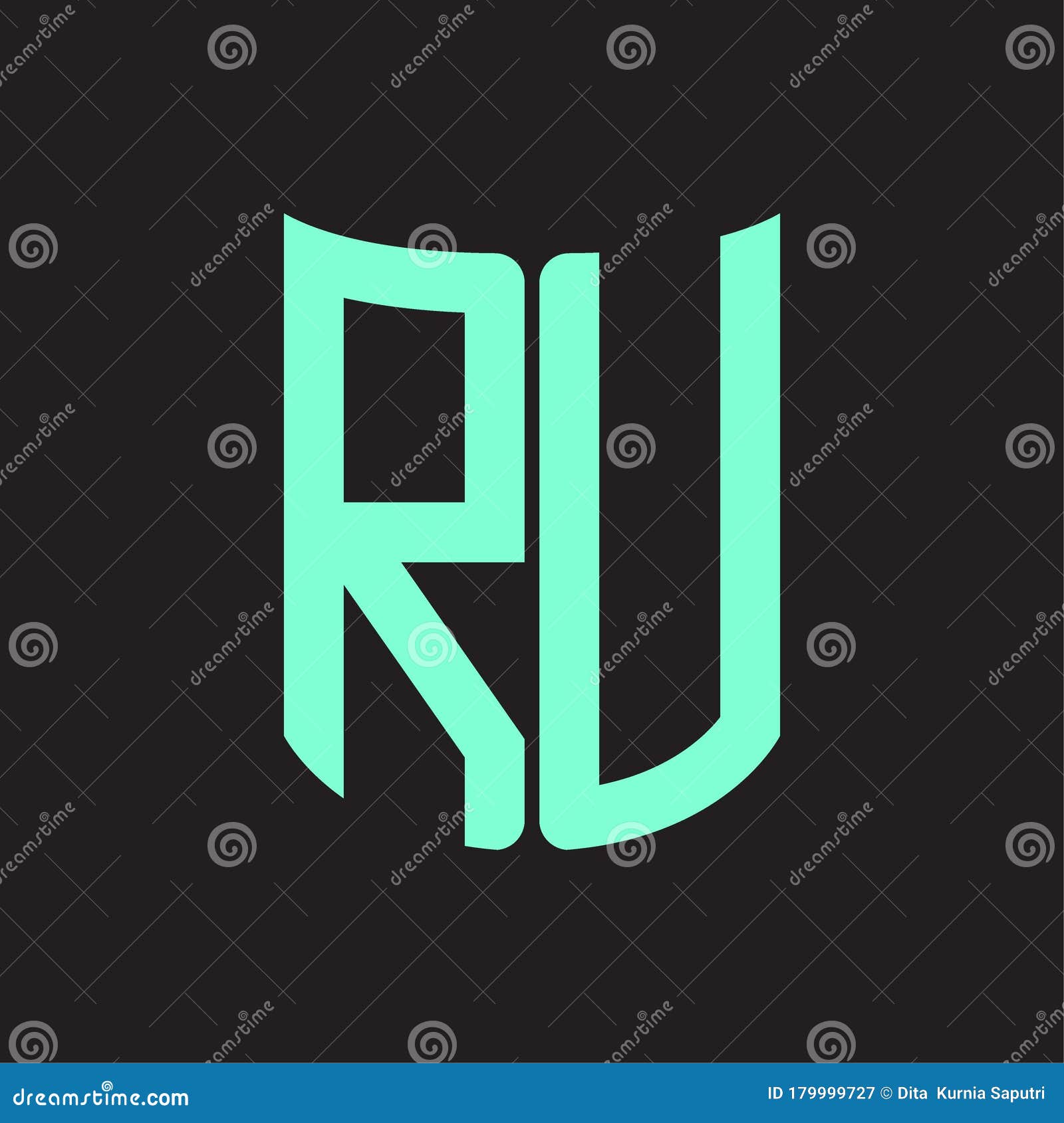 RU Logo Monogram with Ribbon Style Design Template Stock Vector ...