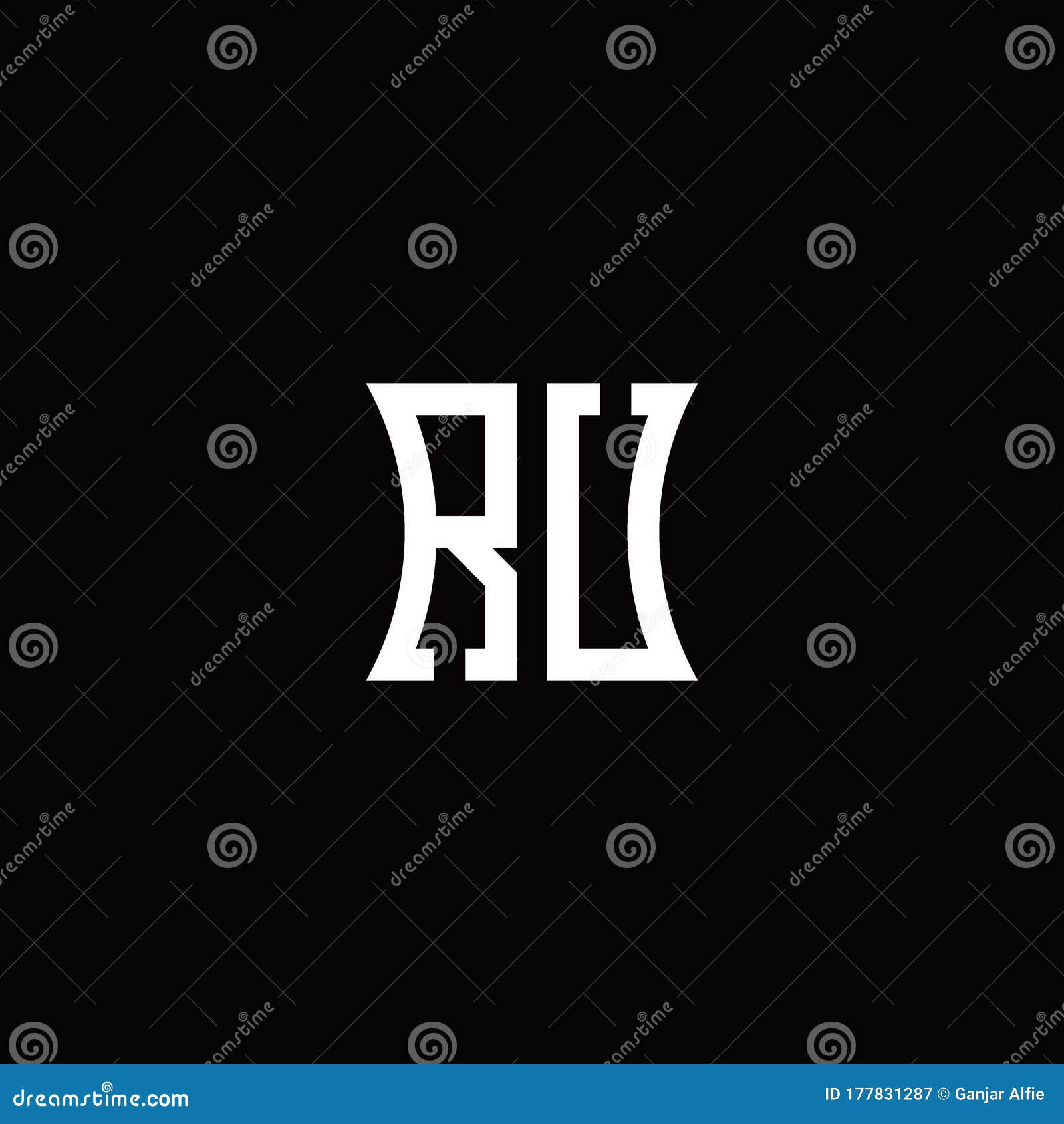 RU Monogram Logo Letter with Curved Side Style Stock Vector ...