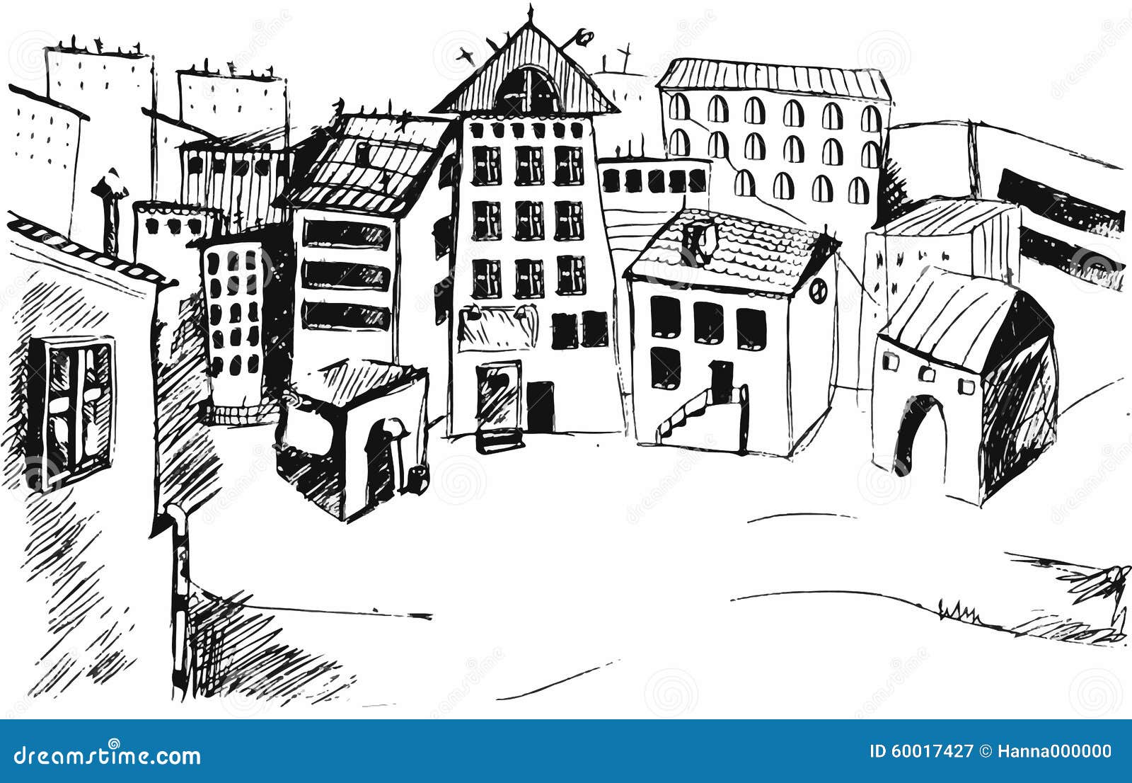 Rua Do Desenho Esboço Do Vetor Ilustração do Vetor - Ilustração de ...