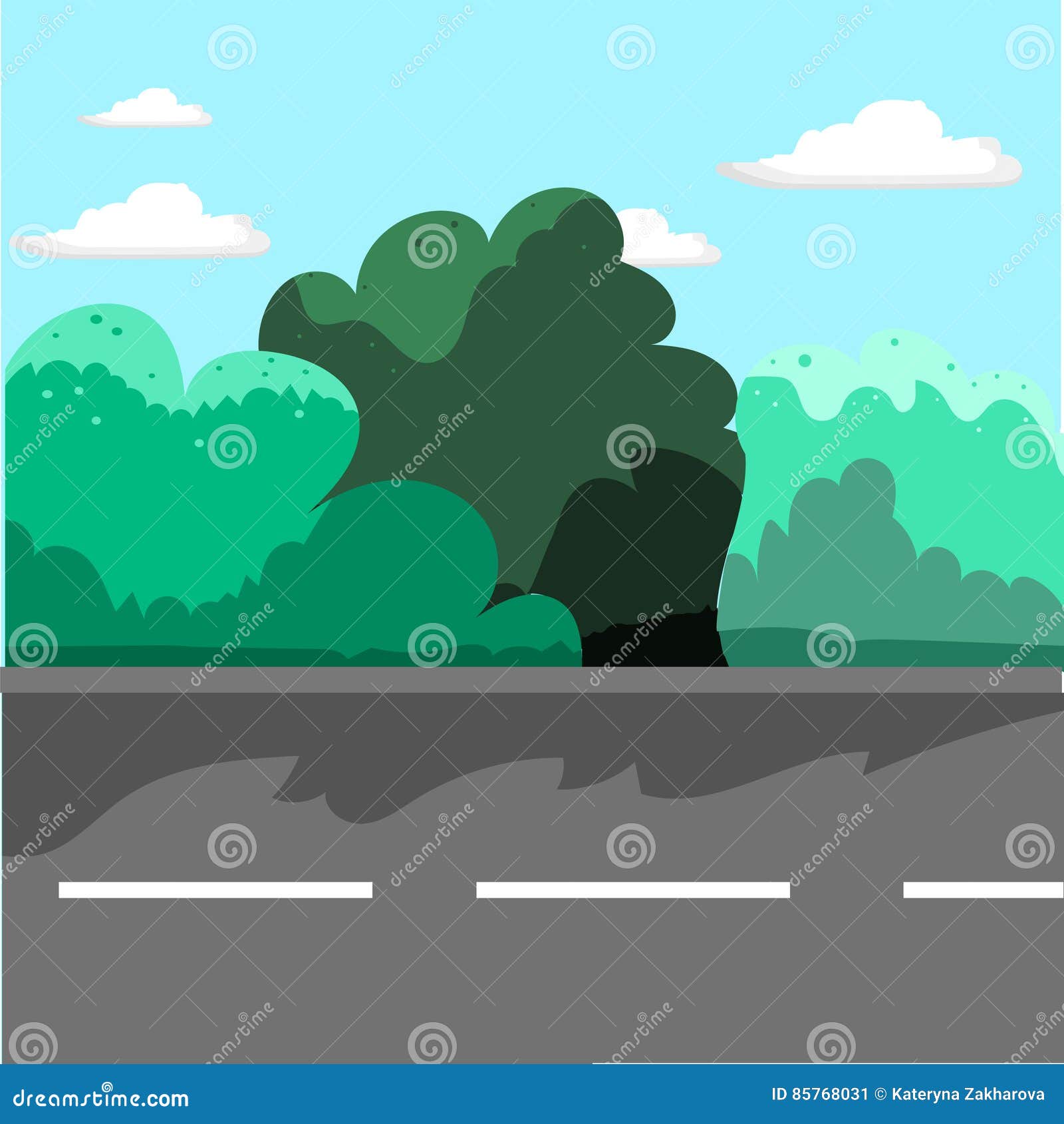 Rua No Estilo Liso Dos Desenhos Animados Ilustração Stock - Ilustração ...