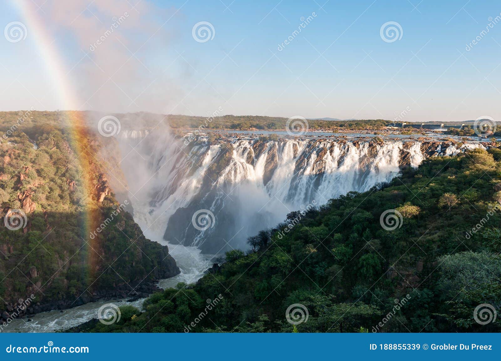 Ruacana Waterfall in the Kunene River Stock Image - Image of sunlight ...