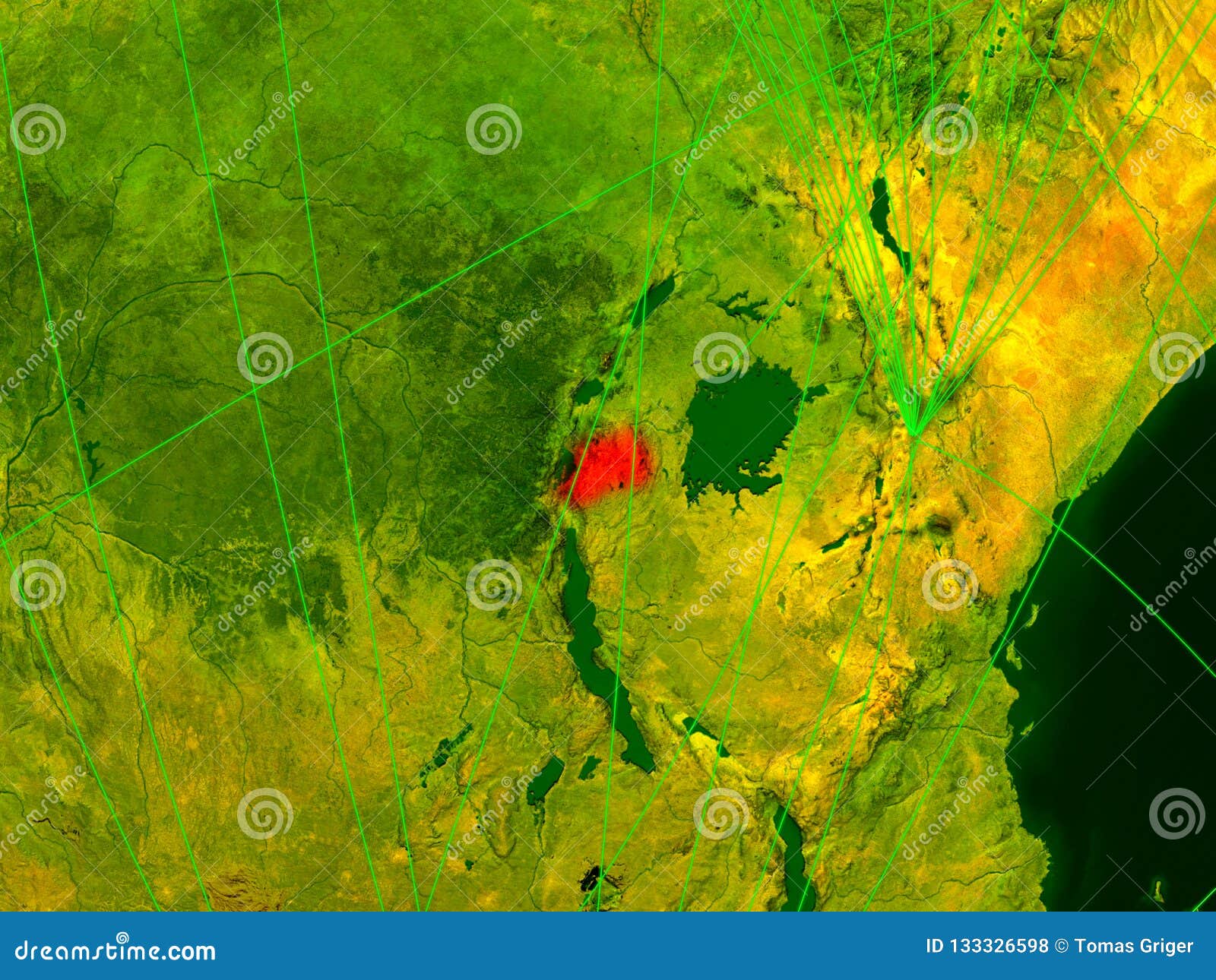 Ruanda no mapa digital ilustração stock. Ilustração de ciência - 133326598
