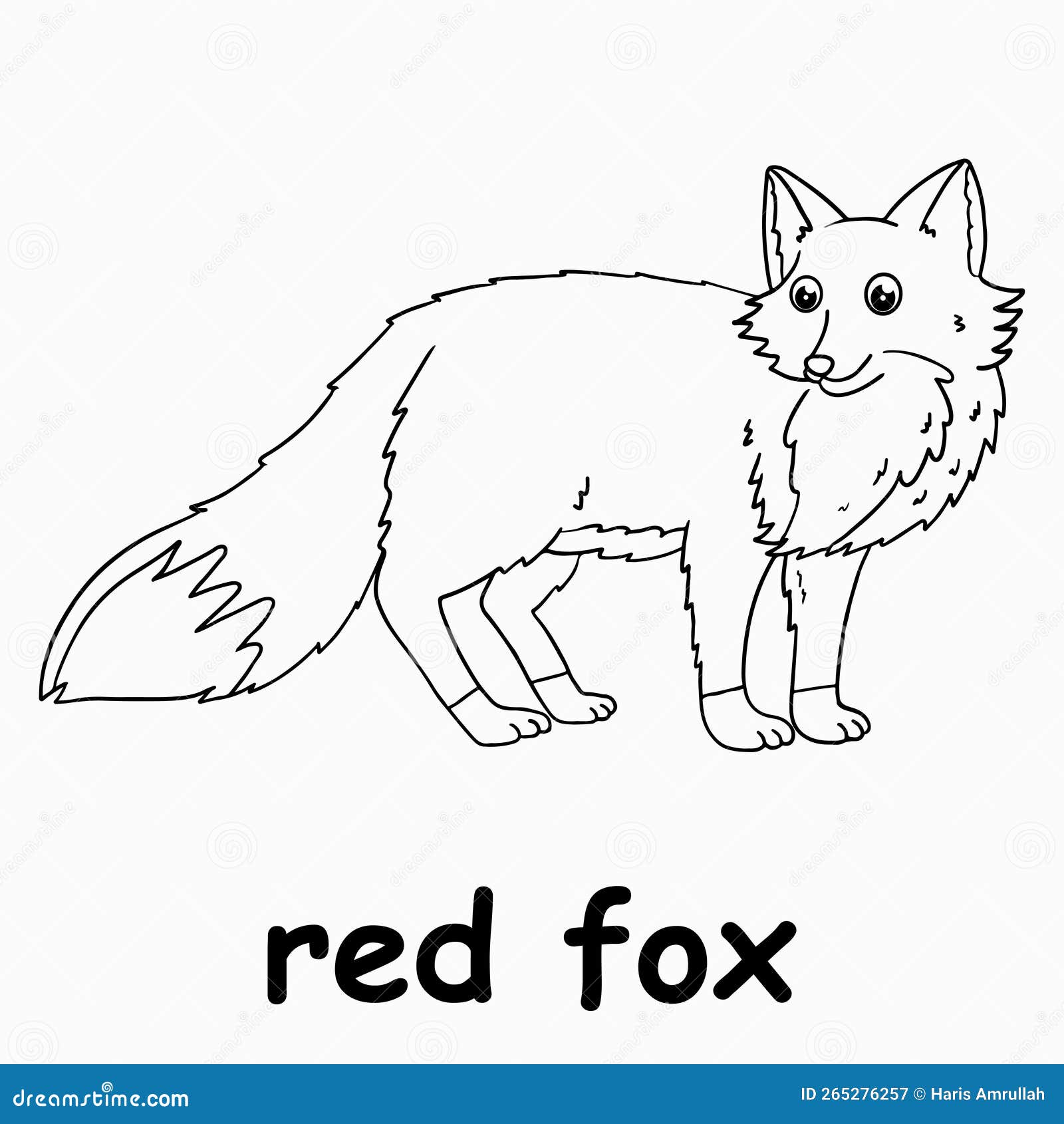 Kids Line Illustration Coloring Red Fox. Outline Vector for Children ...