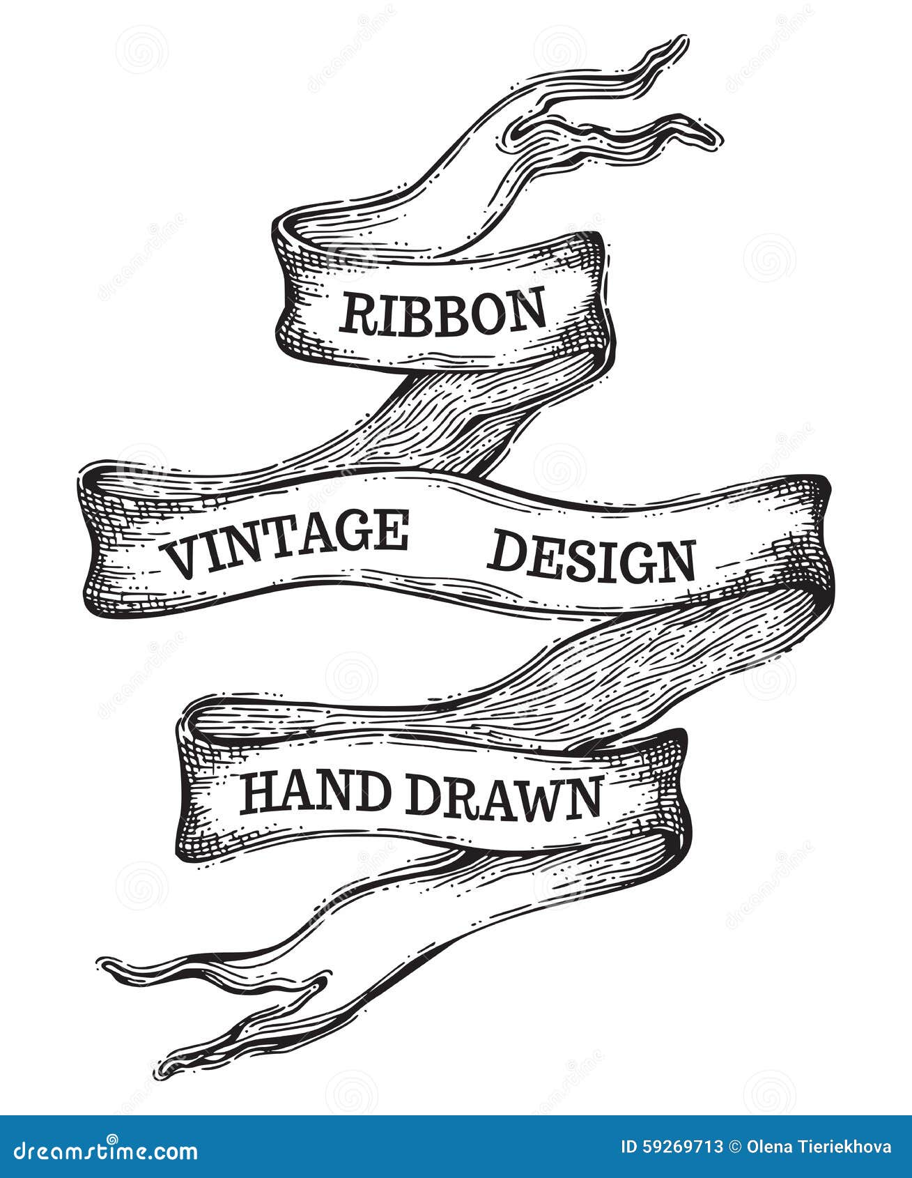 Ruban De Vintage De Croquis De Vecteur Sur Le Fond Blanc Illustration ... Ruban De Vintage De Croquis De Vecteur Sur Le Fond Blanc Illustration ...
