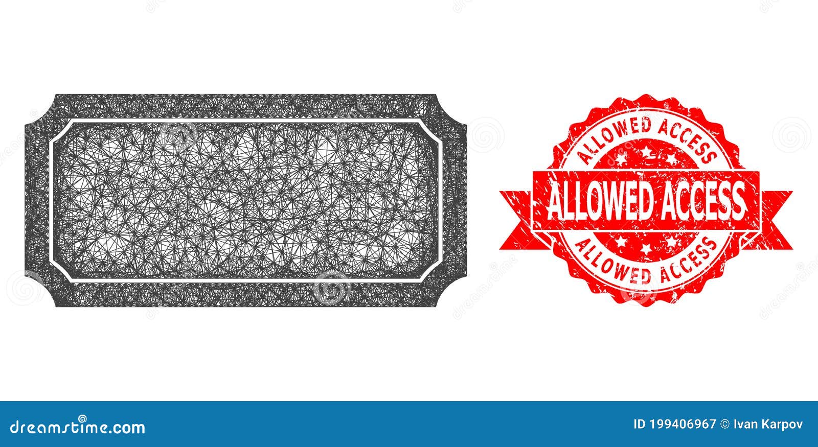 Rubber Allowed Access Seal and Network Ticket Frame Icon Stock Vector ...