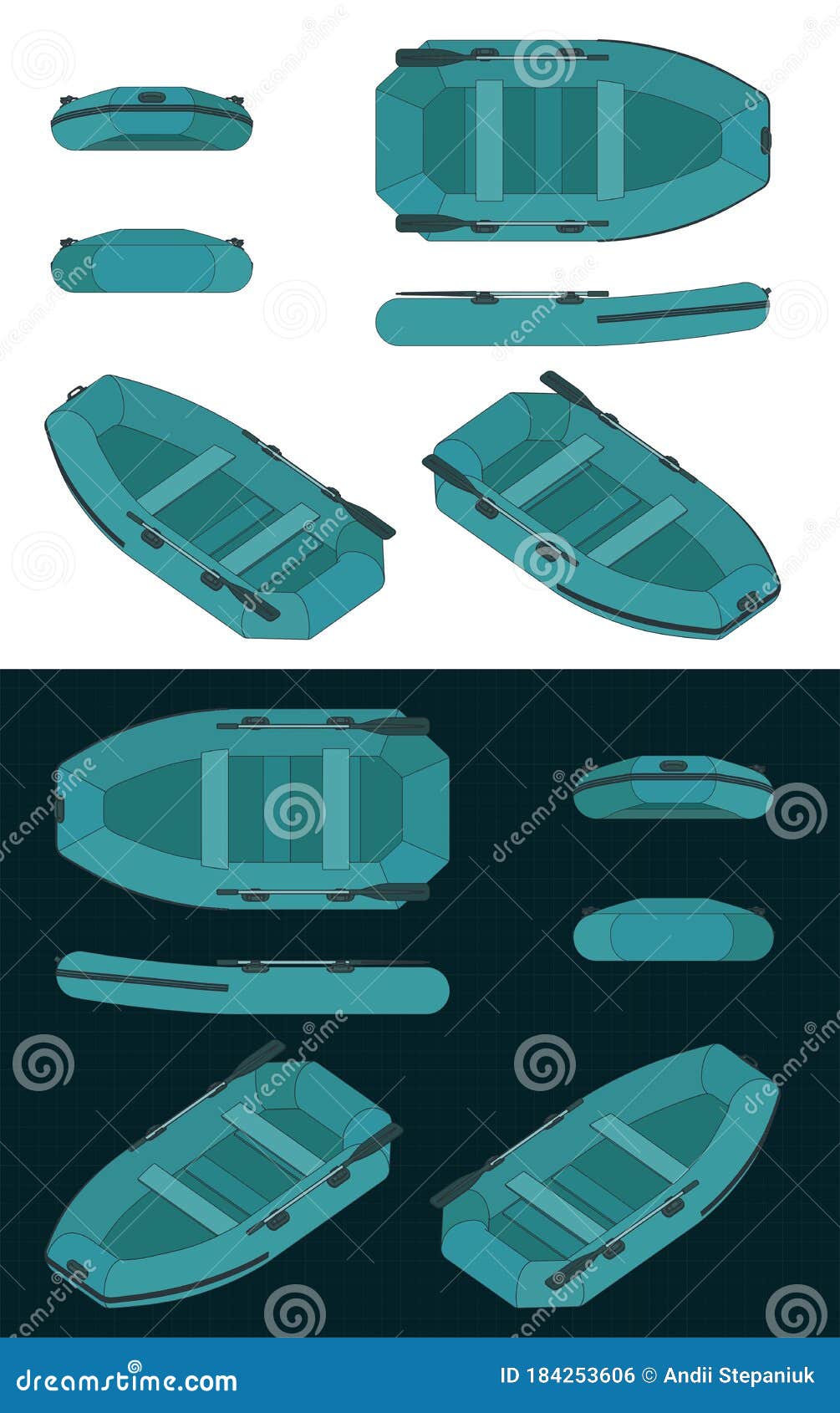 Rubber Boat Color Drawings stock vector. Illustration of river - 184253606
