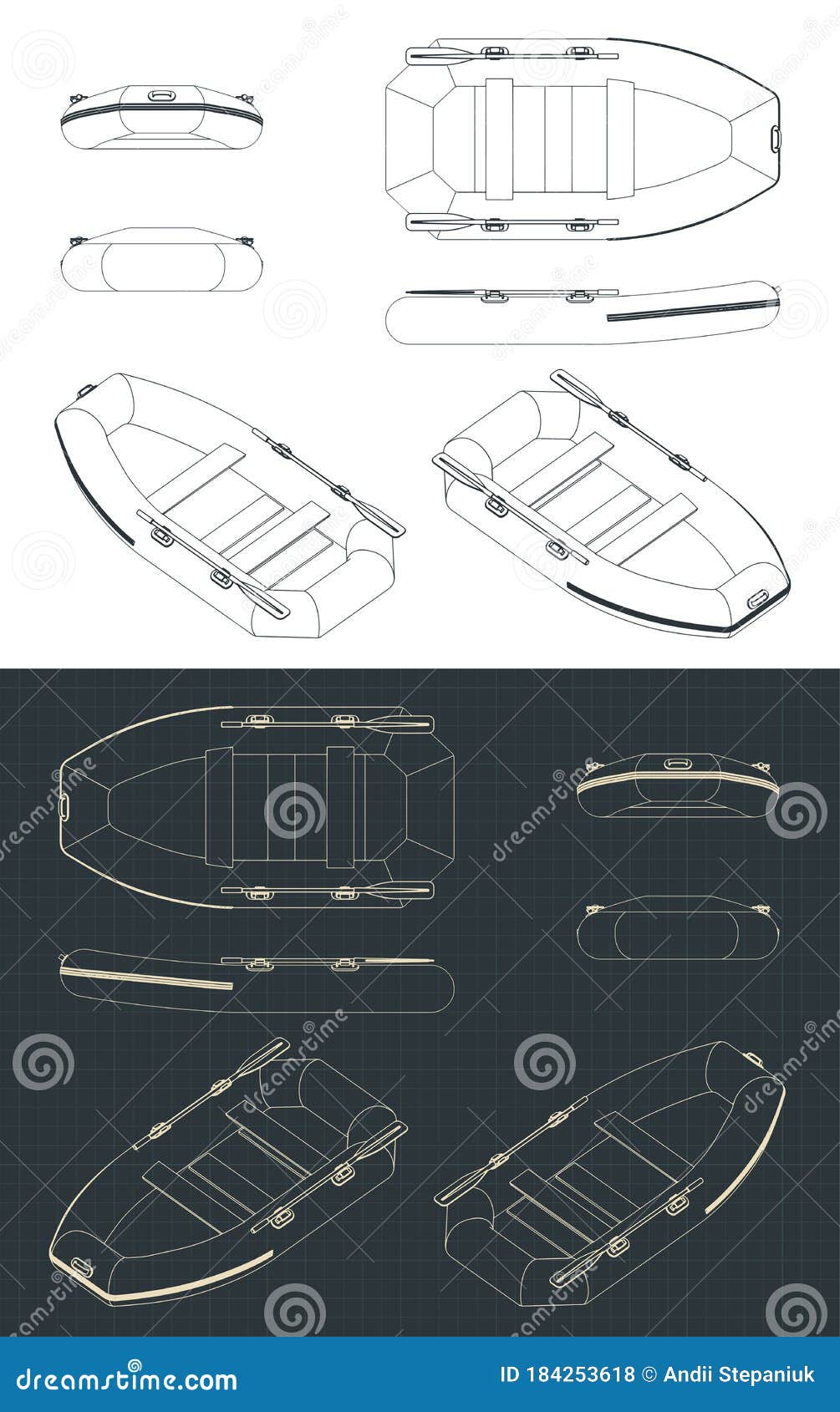 Rubber Boat Drawing stock vector. Illustration of vessel - 184253618
