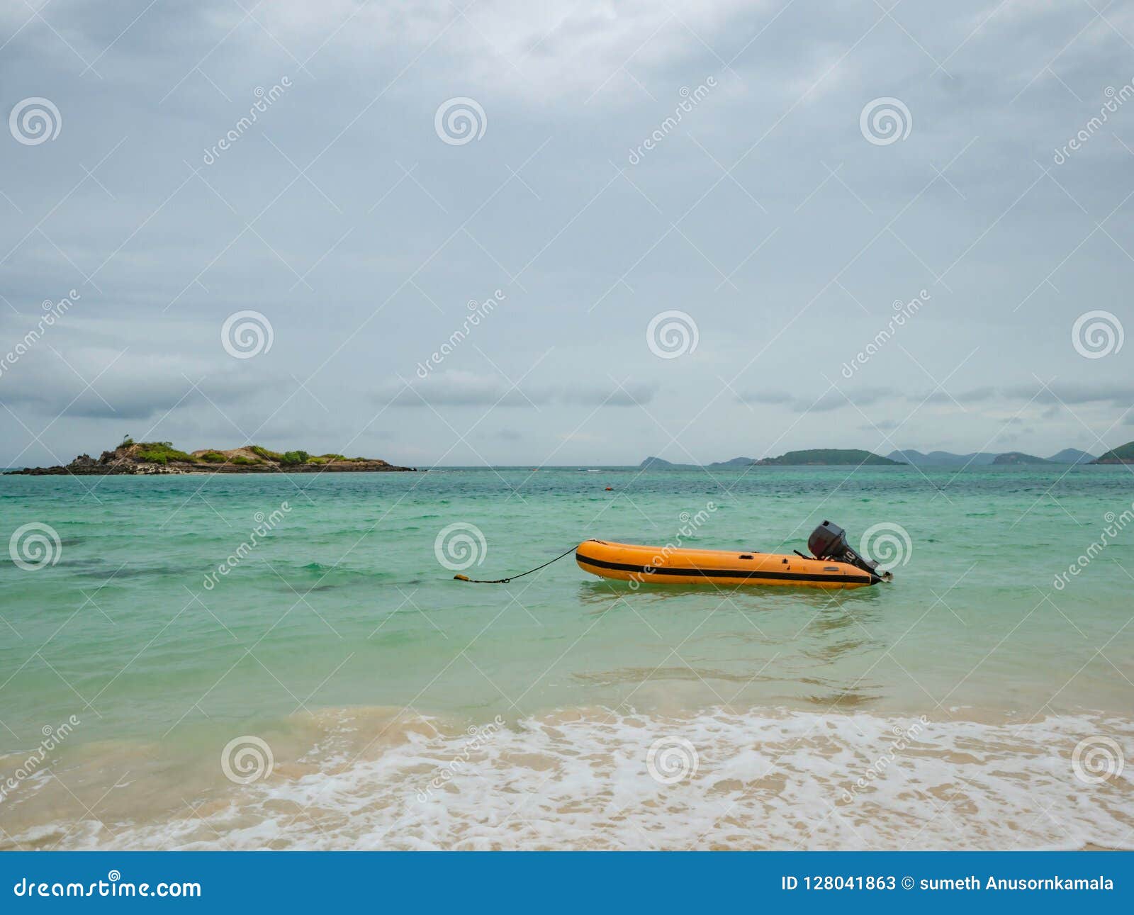 Rubber Boat on the Idyllic Ocean Stock Image - Image of boat, asia ...