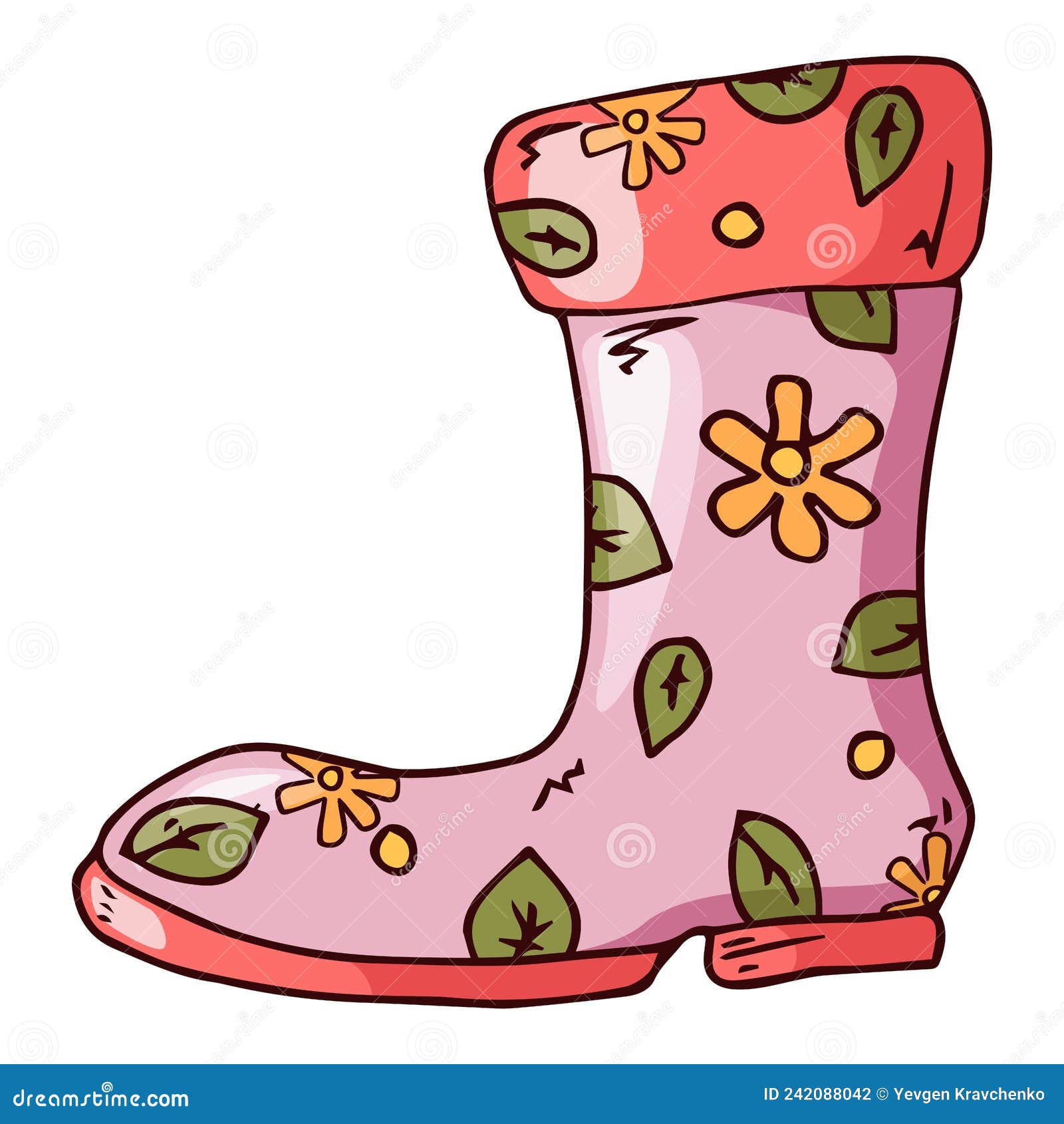 Rubber Boots Funny Cartoon. Vector Illustration of Spring Rubber Boots ...