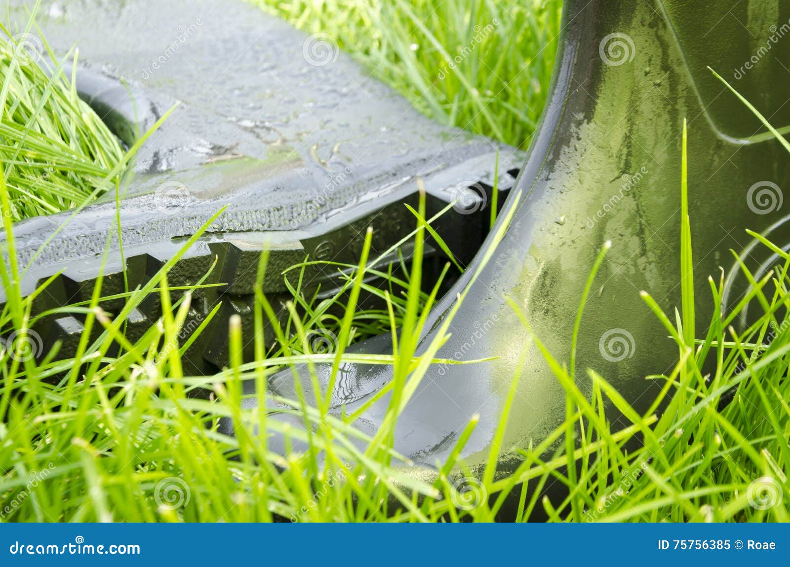 Rubber boots on the grass stock image. Image of play - 75756385