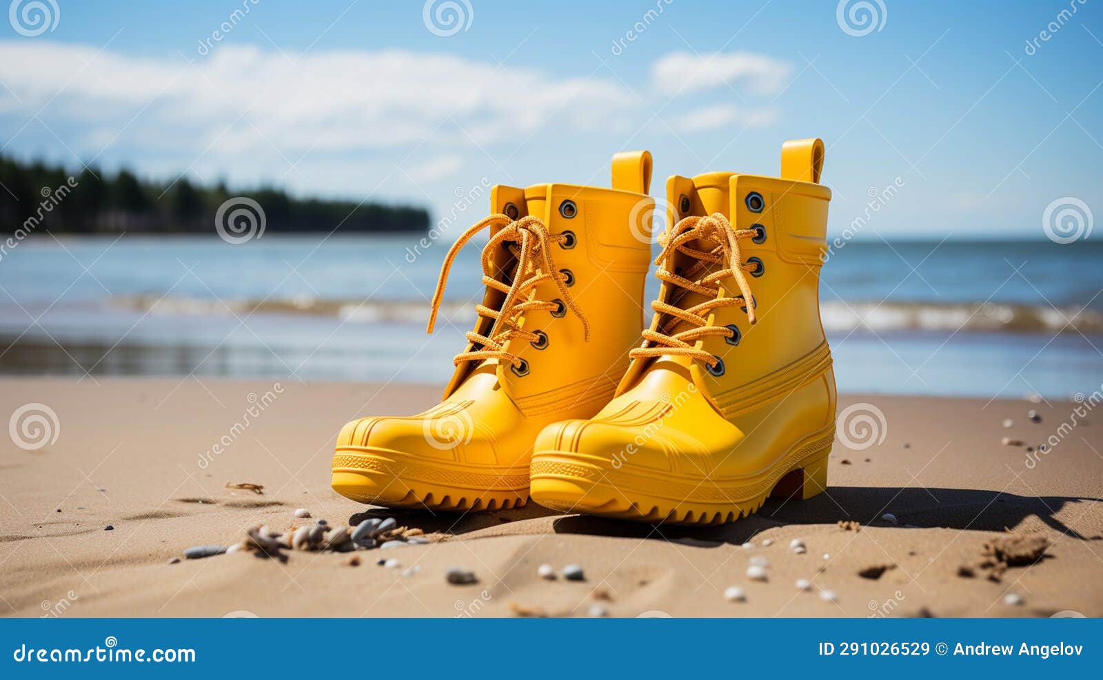 Rubber Boots on the Ocean Shore Stock Image - Image of environment ...