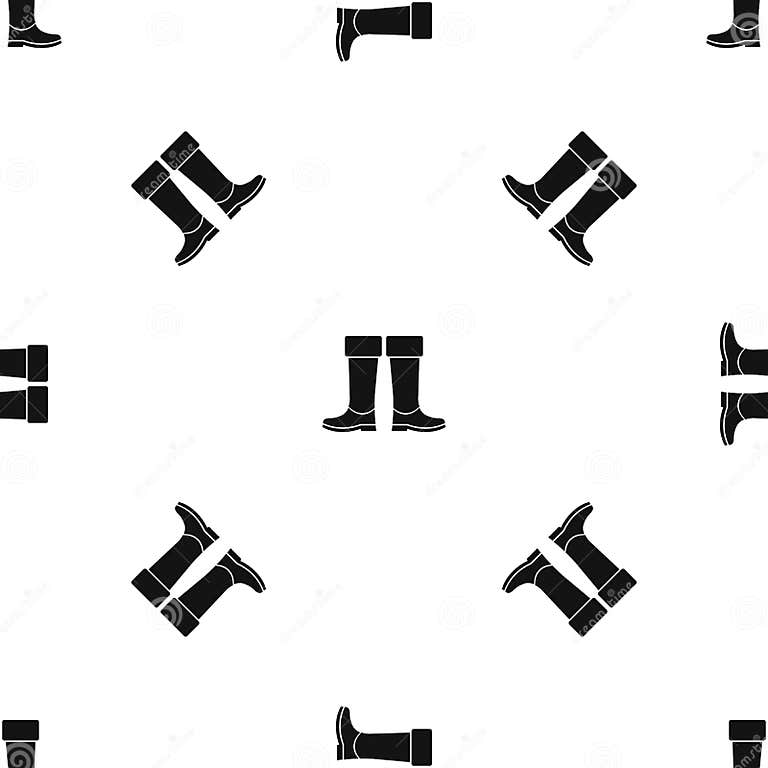 Rubber Boots Pattern Seamless Black Stock Vector - Illustration of ...