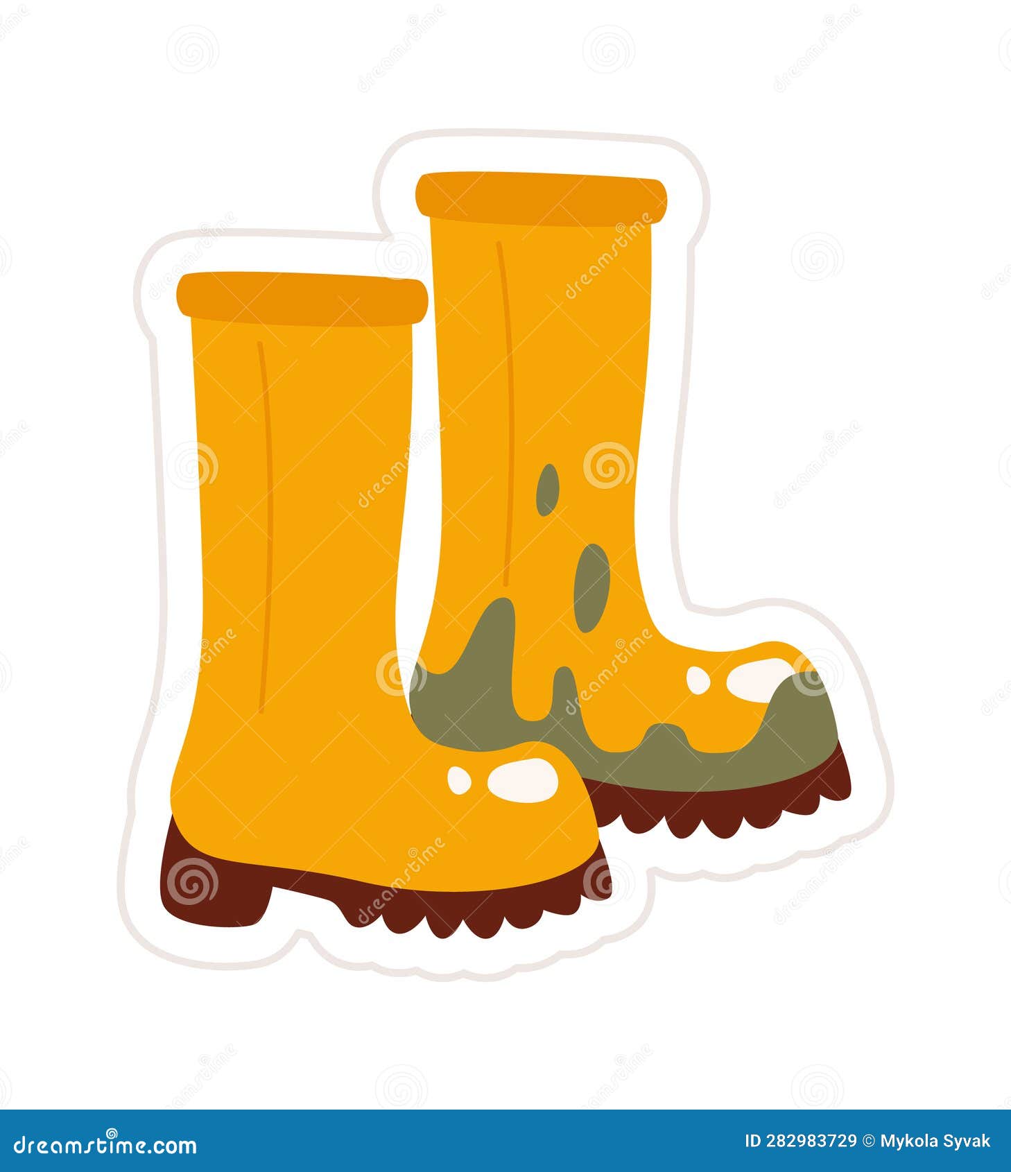 Rubber Boots Sticker stock vector. Illustration of cute - 282983729