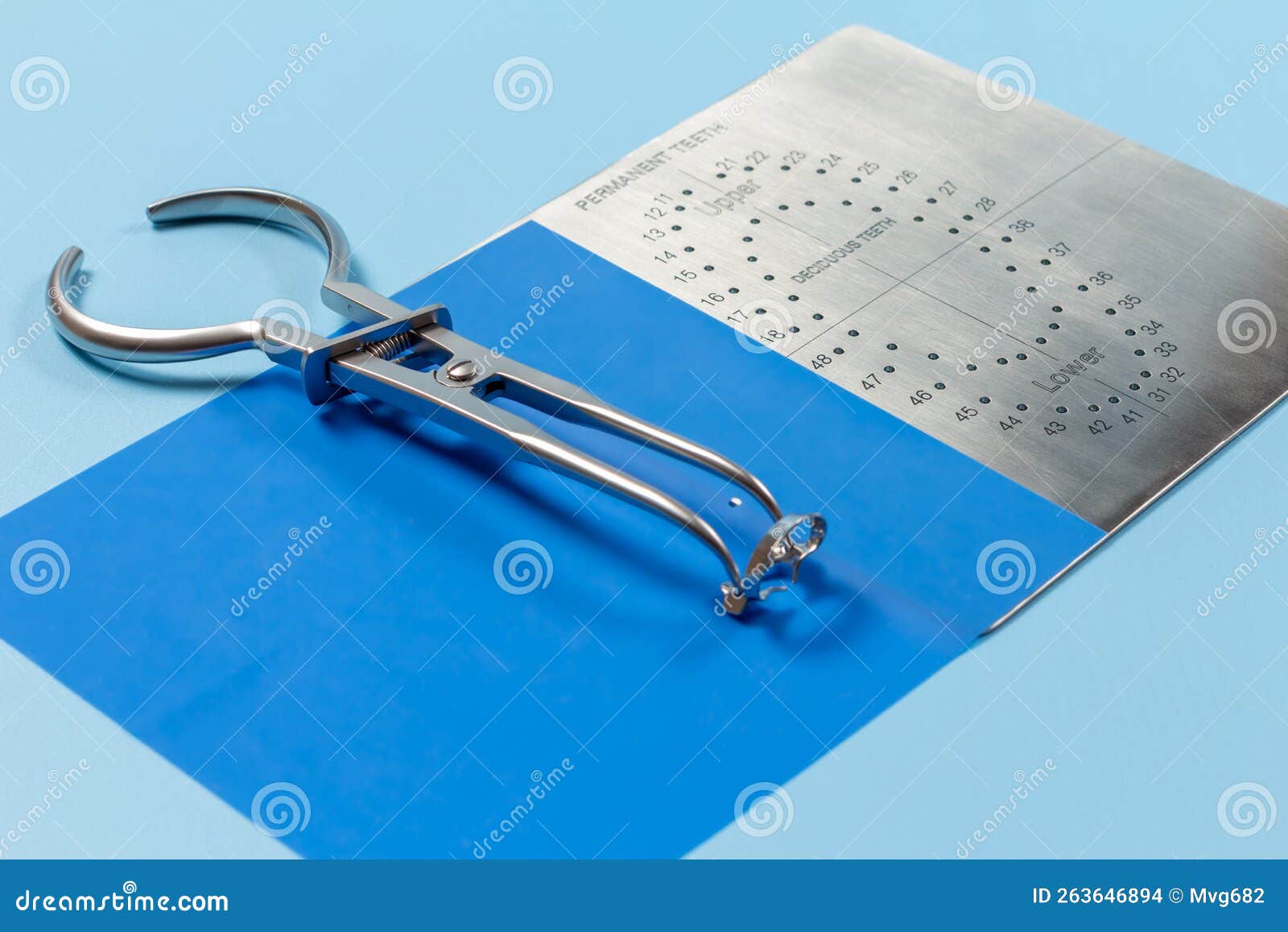 Rubber Dam Forceps, the Rubber Dam and the Metal Plate Stock Photo ...