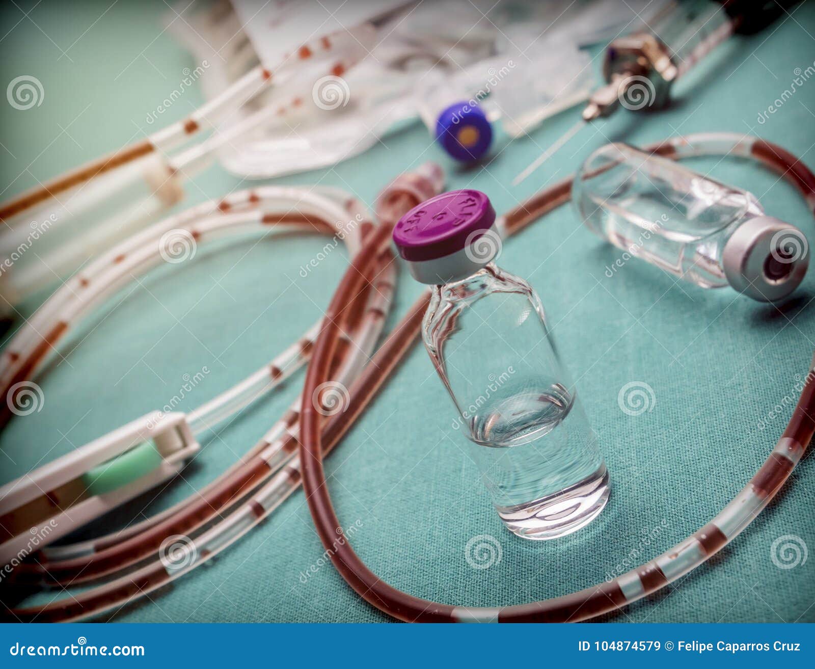 Rubber Drip Irrigation System with Traces of Blood Along with Vial ...