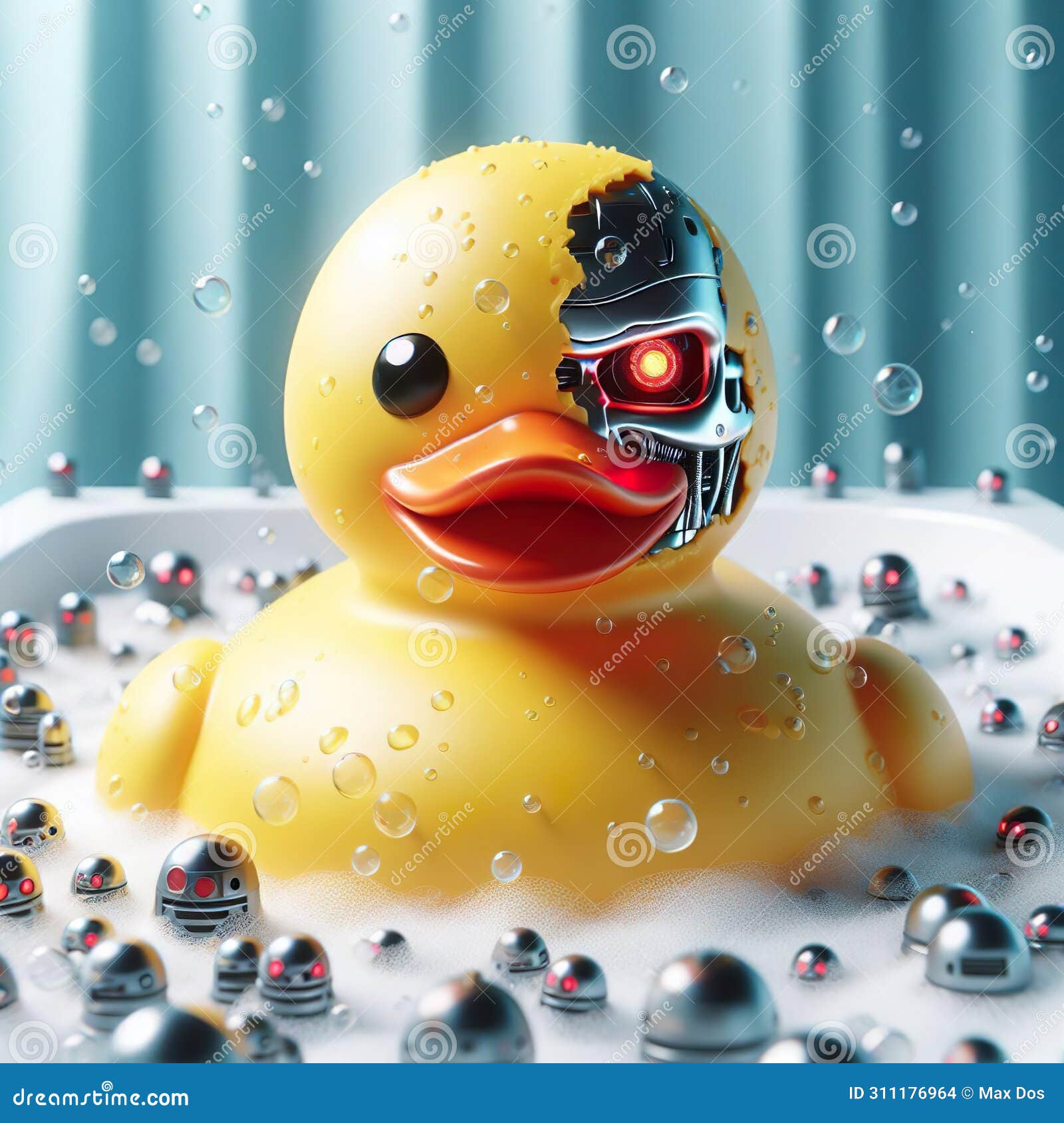 A Rubber Duck As a Robot with a Terminator Face Underneath the Rubber ...