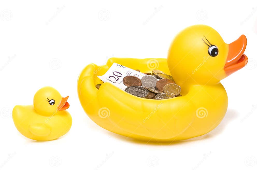 Rubber duck with money editorial photo. Image of rubber - 35144676