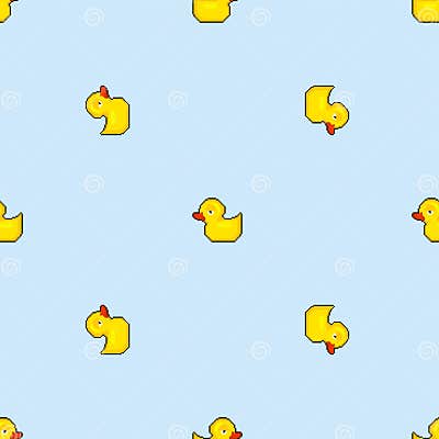 Rubber Duck Pixel Art Pattern Seamless. 8 Bit Toy Background Stock ...