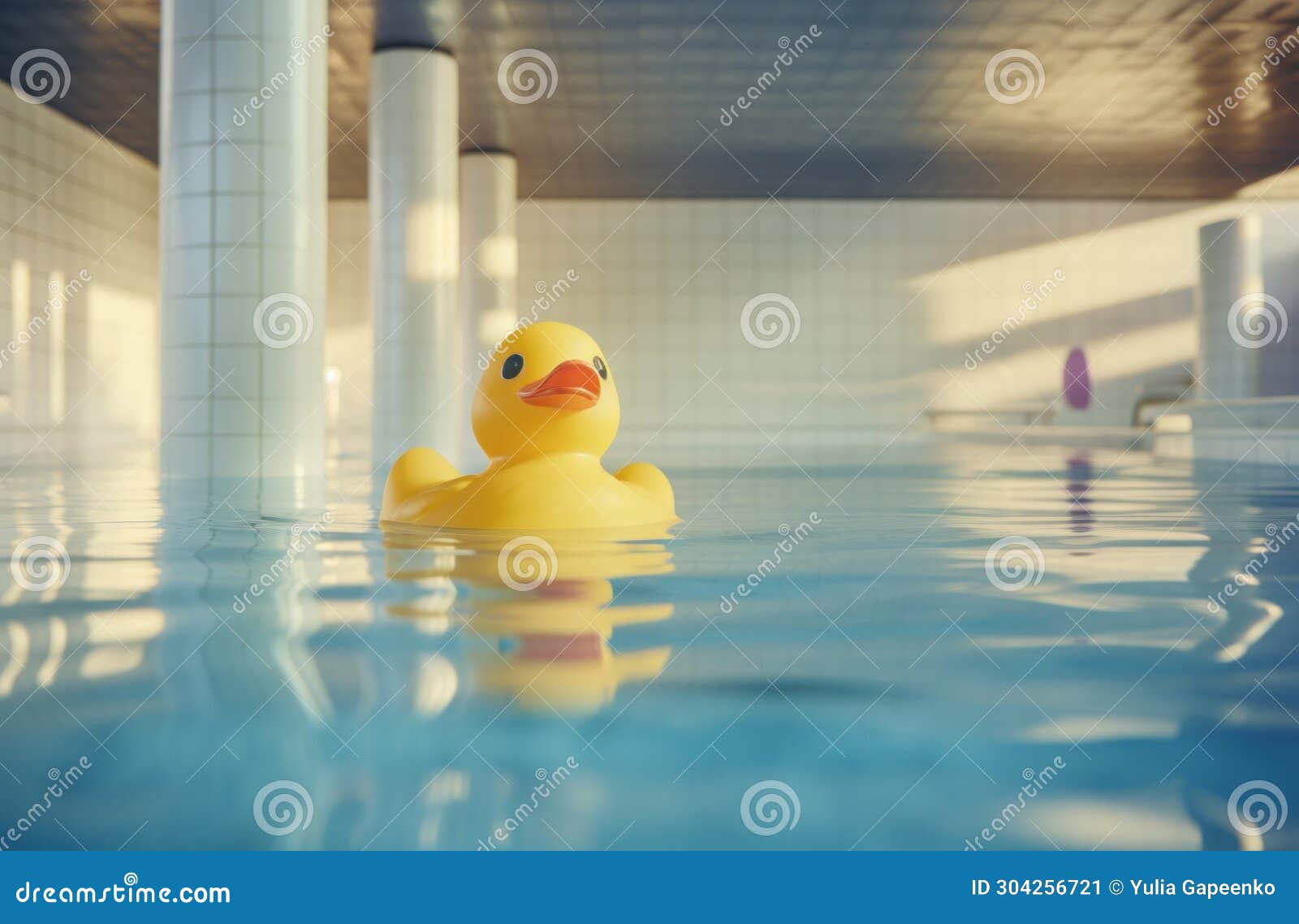 A Rubber Duck in the Pool with Some Sun Lights Stock Illustration ...