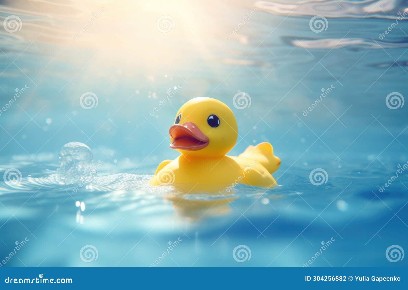 A Rubber Duck in the Pool with Some Sun Lights Stock Photo - Image of ...
