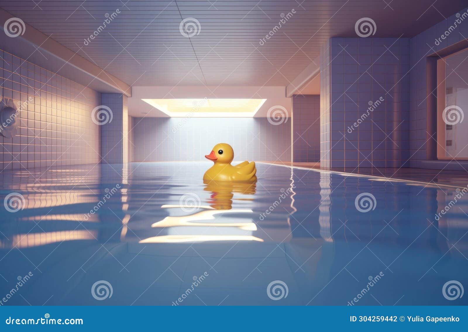 A Rubber Duck in the Pool with Some Sun Lights Stock Photo - Image of ...