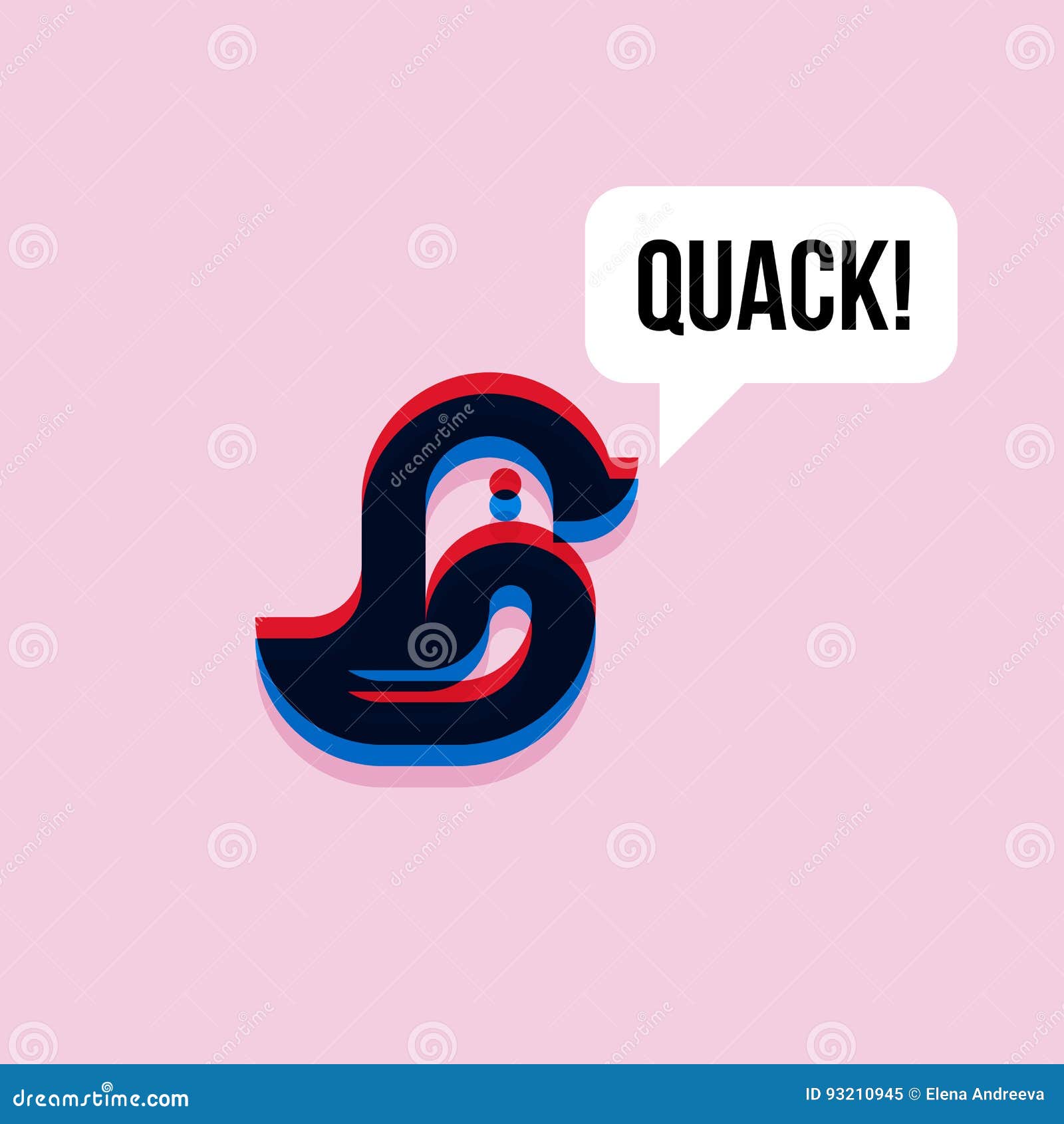 Rubber Duck Saying Quack. 3d Effect Character Stock Vector ...