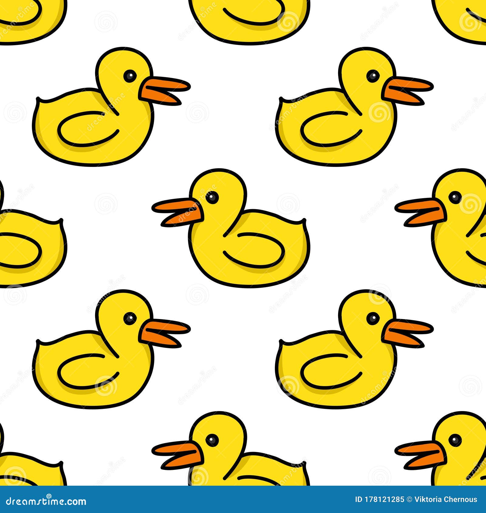 Rubber Duck Seamless Doodle Pattern, Vector Illustration Stock ...