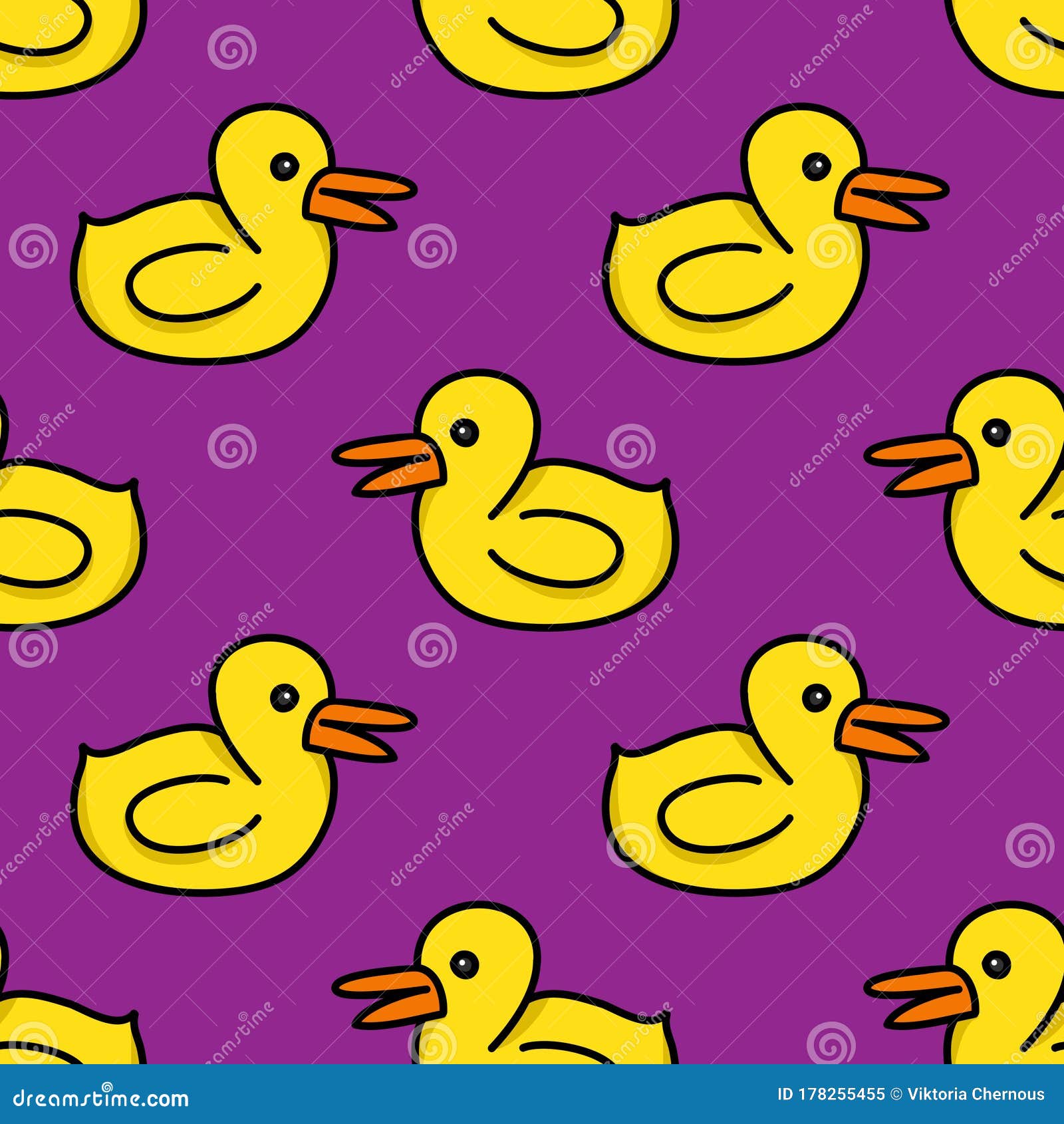 Rubber Duck Seamless Doodle Pattern, Vector Illustration Stock ...