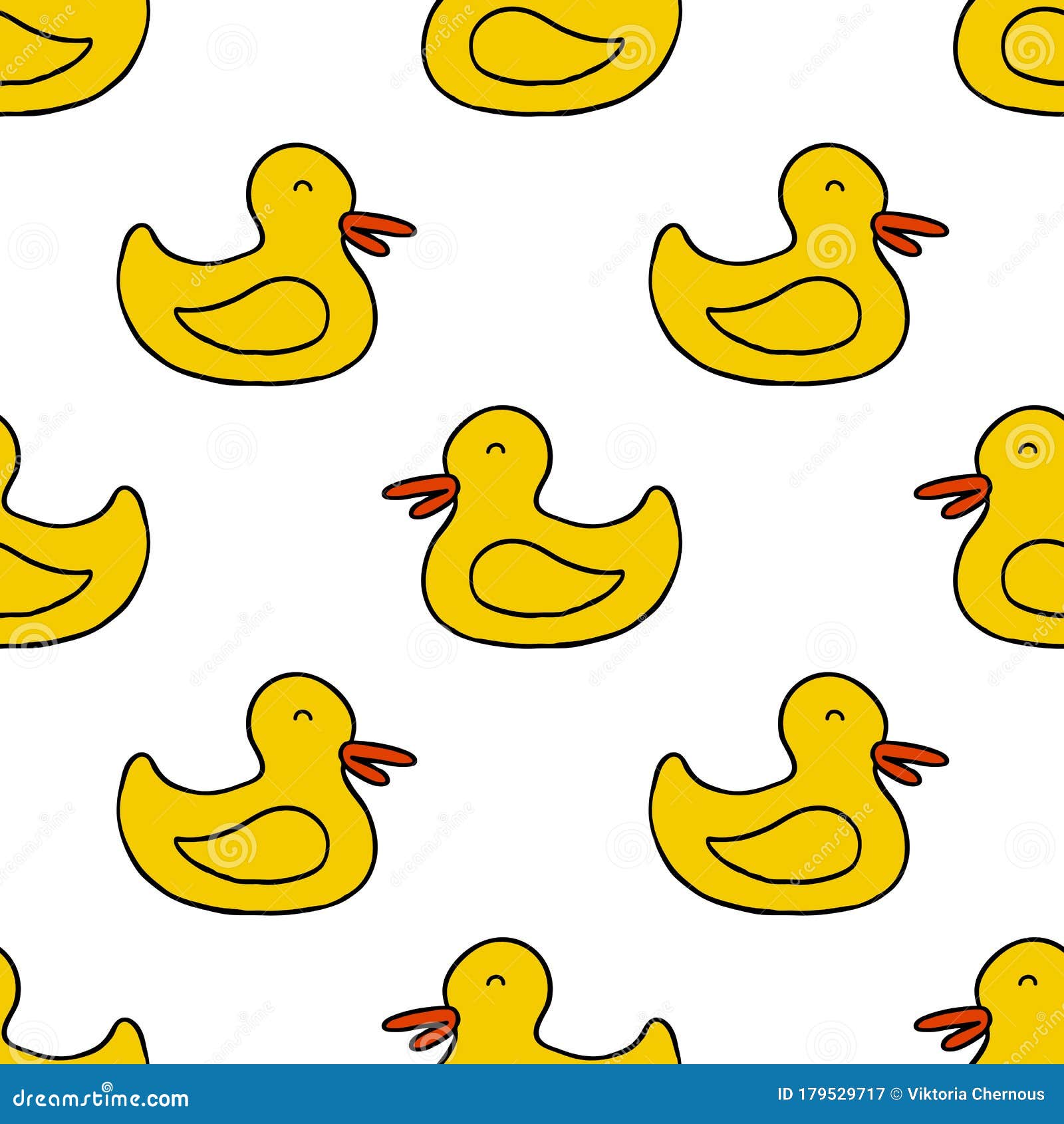 Rubber Duck Seamless Doodle Pattern Stock Illustration - Illustration ...