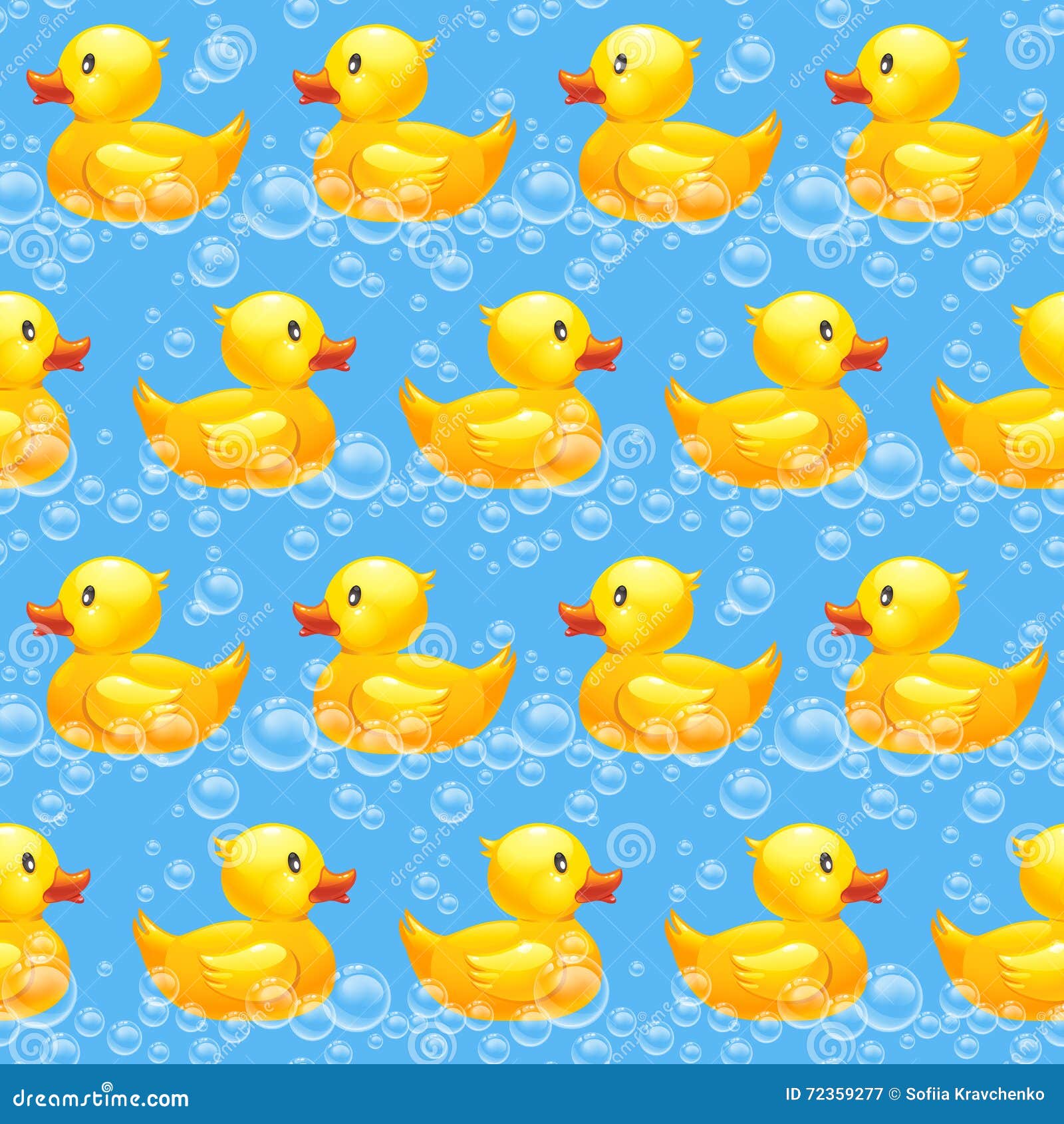 Duck Seamless Pattern Rubber Duck Vector Tile Background Scarf Isolated ...