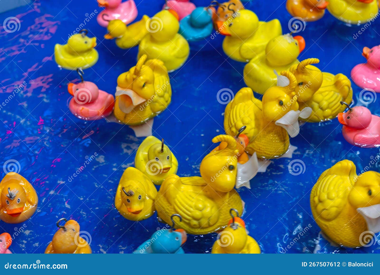 Rubber Ducks Fishing Pool stock photo. Image of plastic - 267507612