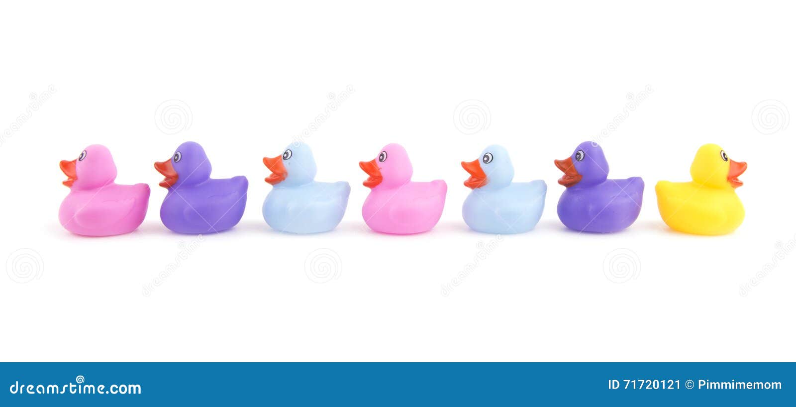 Rubber Ducks in a Row, with One Headed To Opposite Directio Stock Image ...