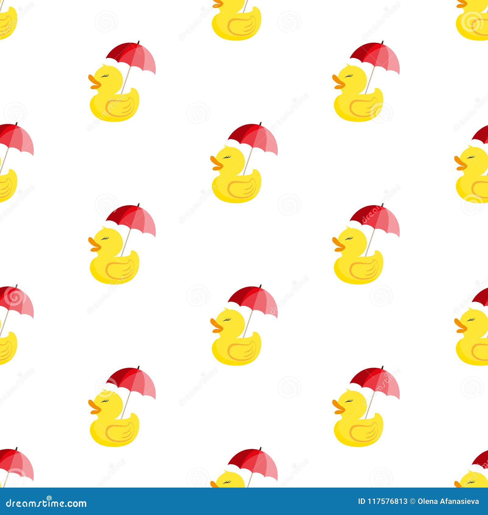 Rubber Ducky with Umbrella. Seamless Pattern. Stock Illustration ...