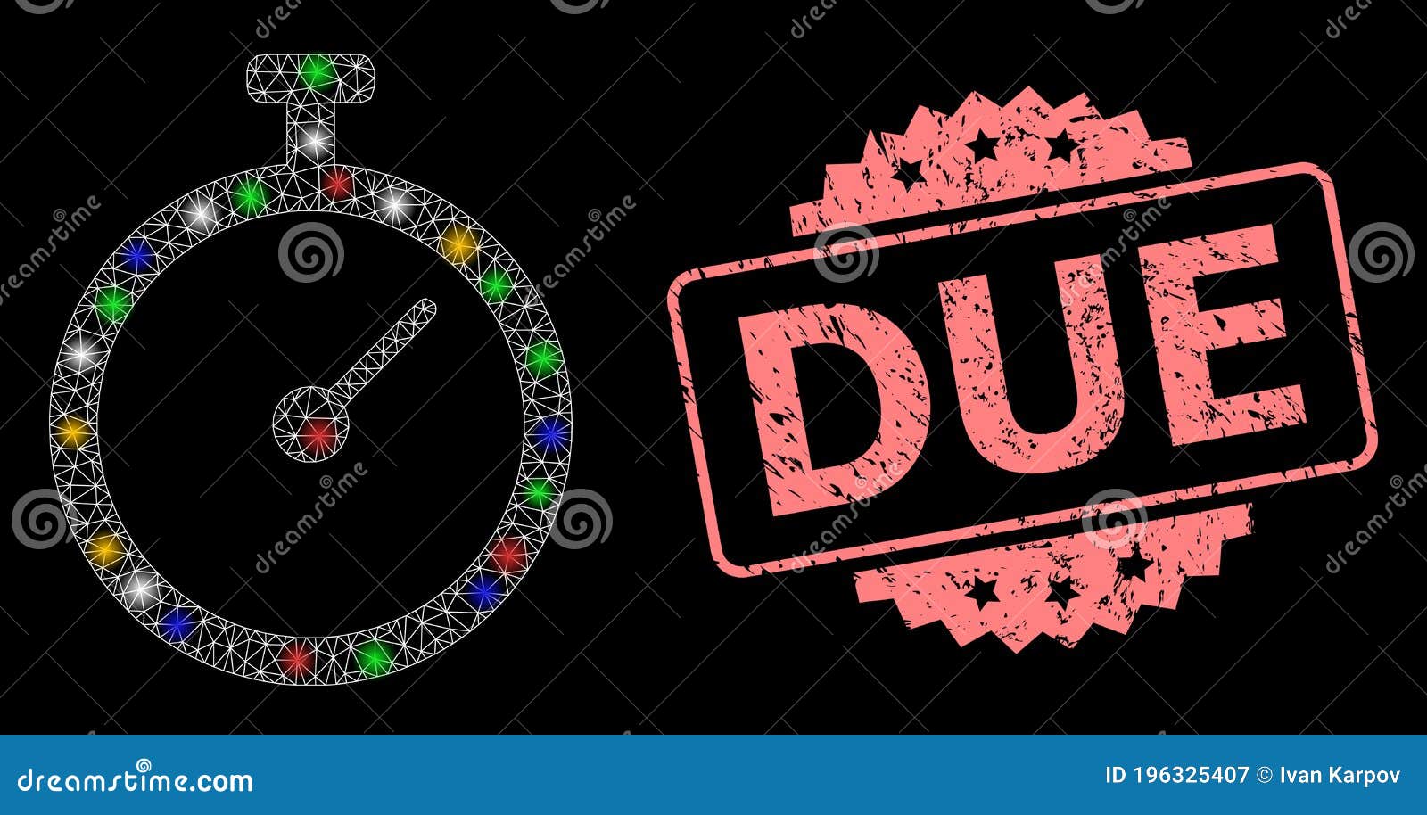 Rubber Due Stamp and Mesh Time Tracker with Lightspots Stock Vector ...