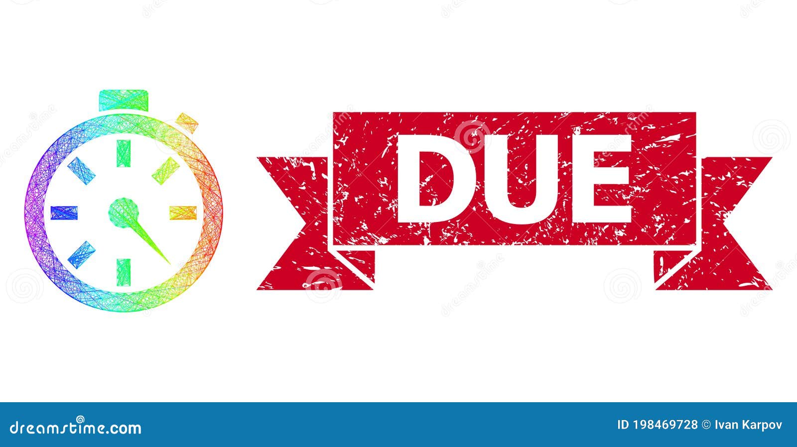 Rubber Due Stamp Seal and Bright Hatched Timer Stock Vector ...