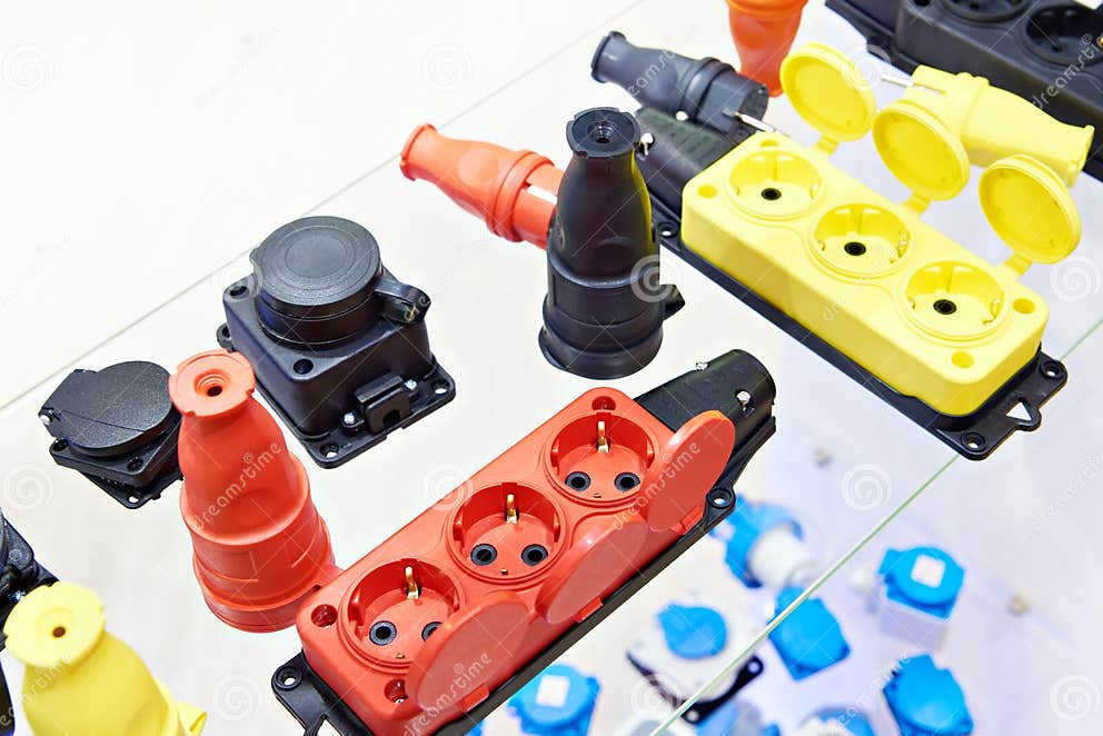 Rubber Electrical Connectors and Socket Outlets in Store Stock Photo ...