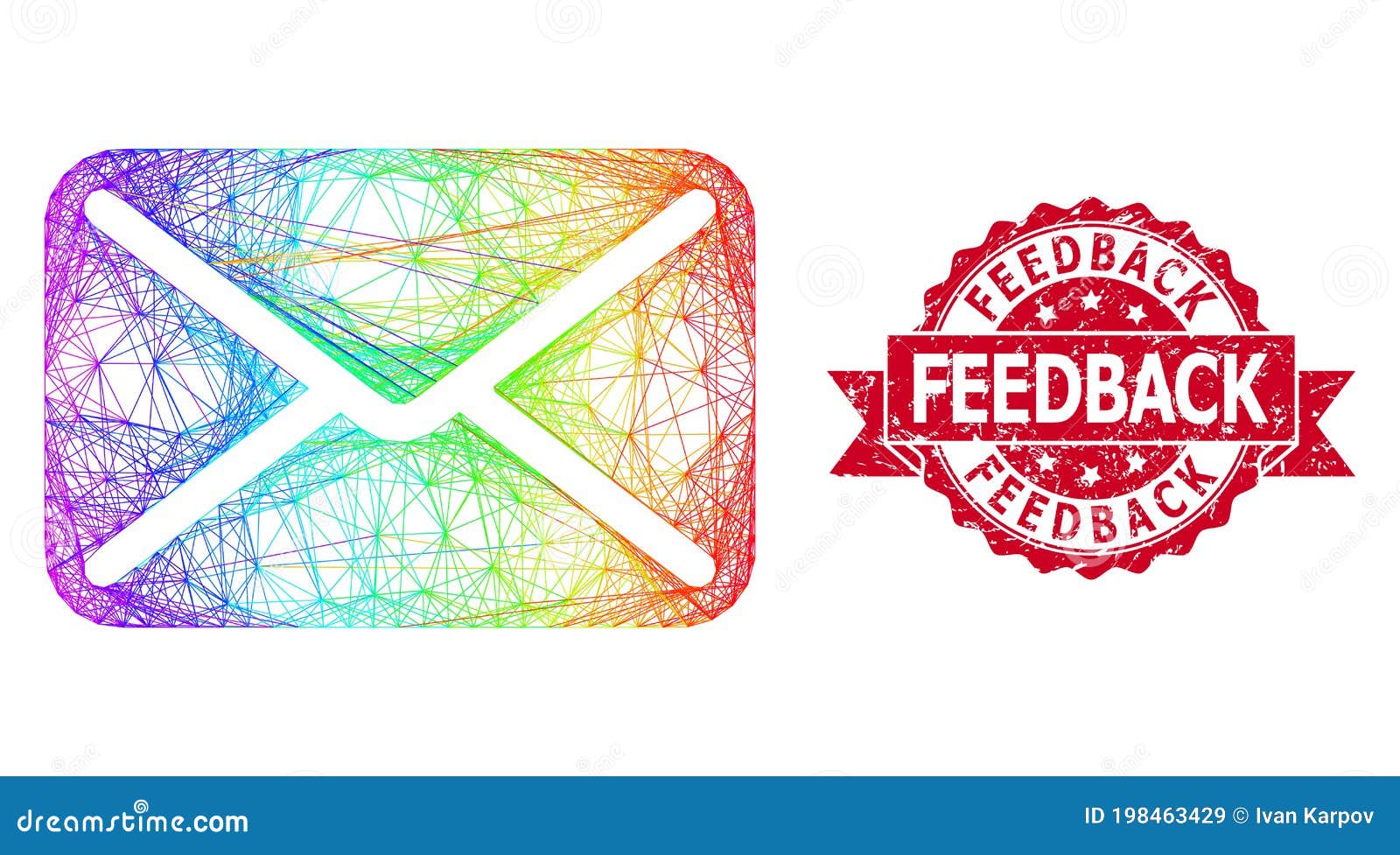 Rubber Feedback Stamp and Multicolored Linear Letter Stock Vector ...