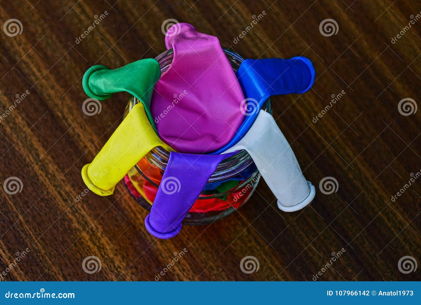 Rubber Flattened Balls in a Jar on the Table Stock Photo - Image of ...