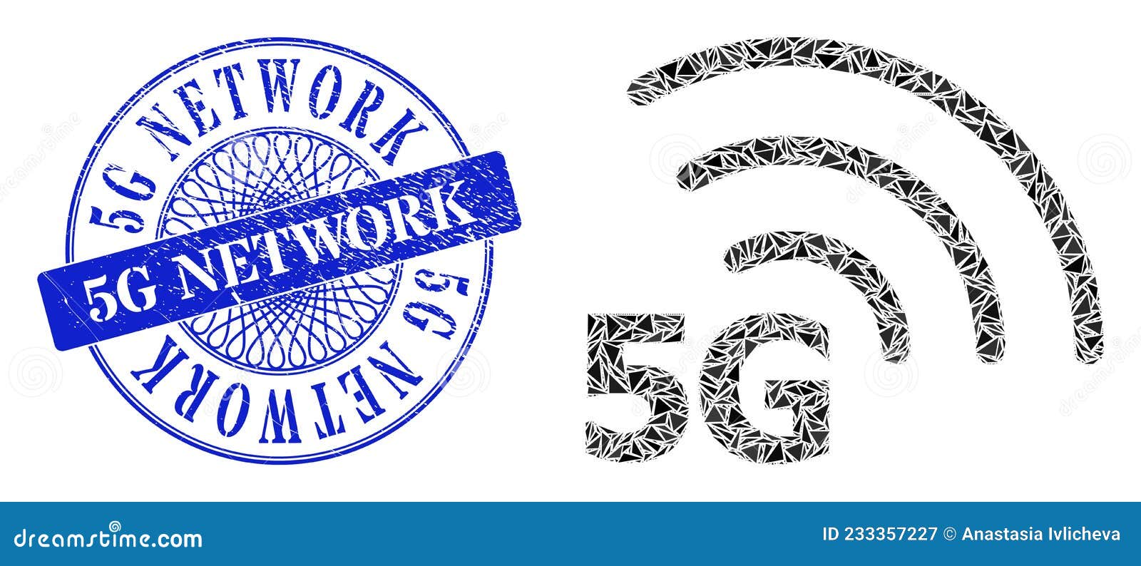 Rubber 5G Network Seal and Triangle 5G Internet Mosaic Stock Vector ...