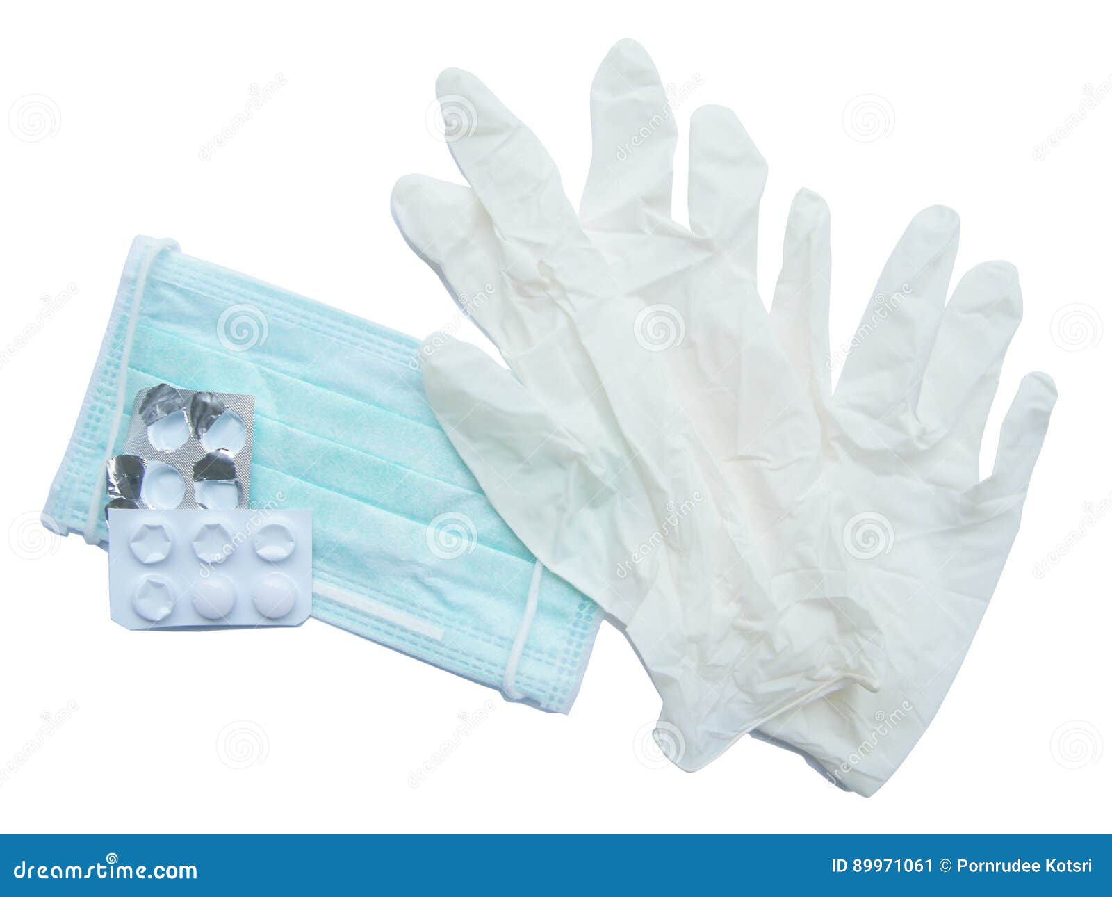 Rubber Gloves and Mask Isolated on White Stock Image - Image of mask ...