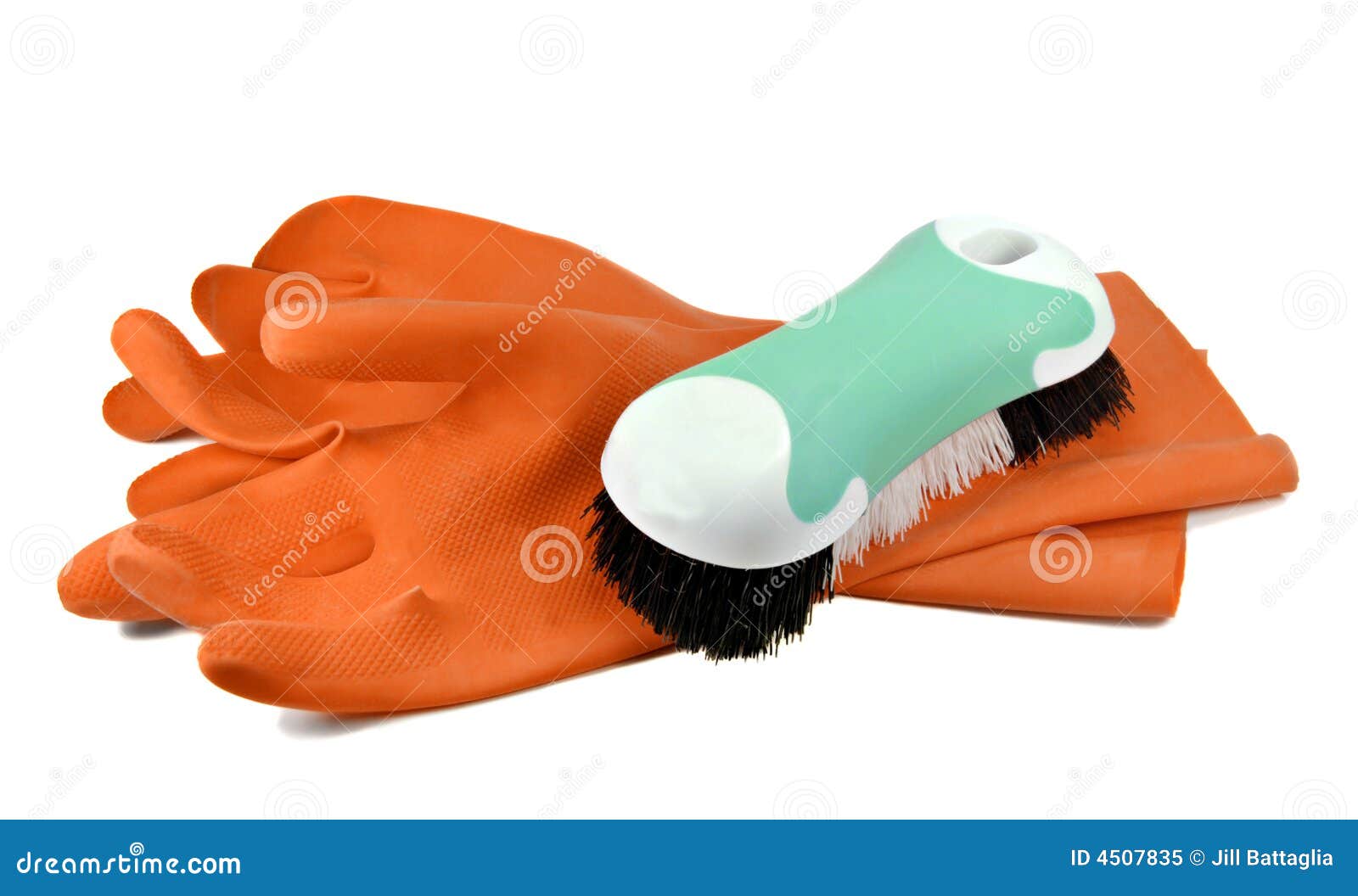 Rubber Gloves and Scrub Brush Stock Image - Image of wash, sanitize ...