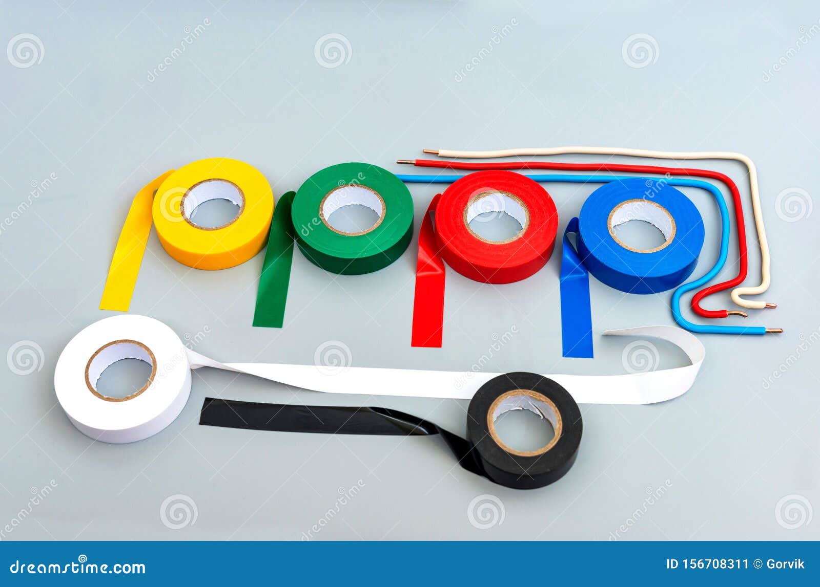 Rubber Insulating Tape of Different Colors and Samples of Single-core ...