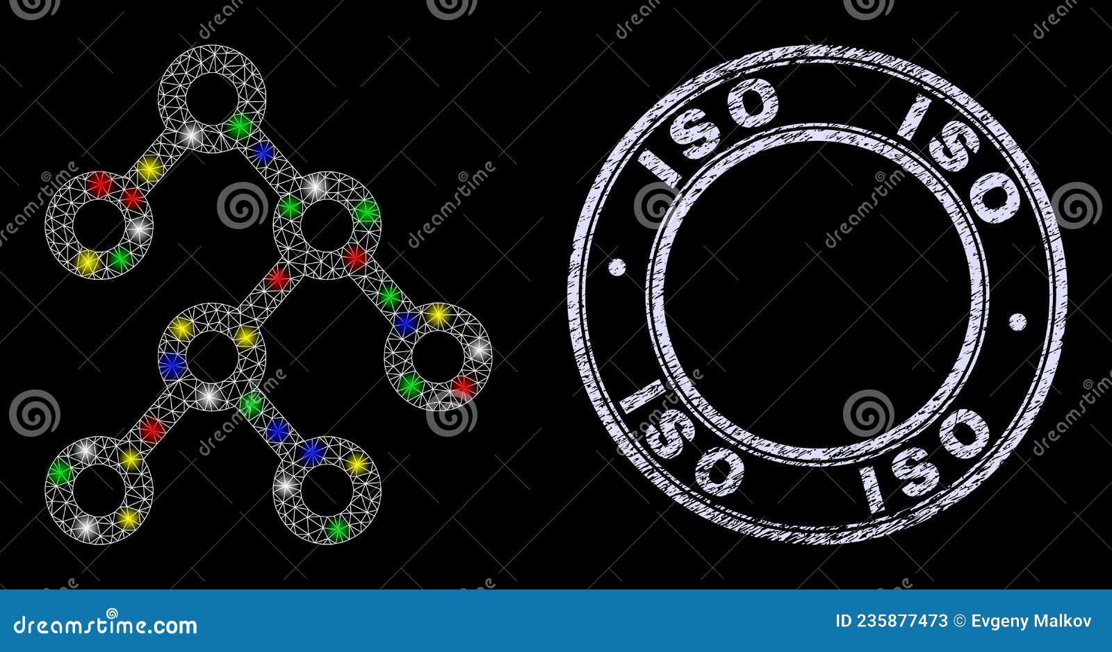 Rubber ISO Watermark and Light Network Binary Structure Stock Vector ...