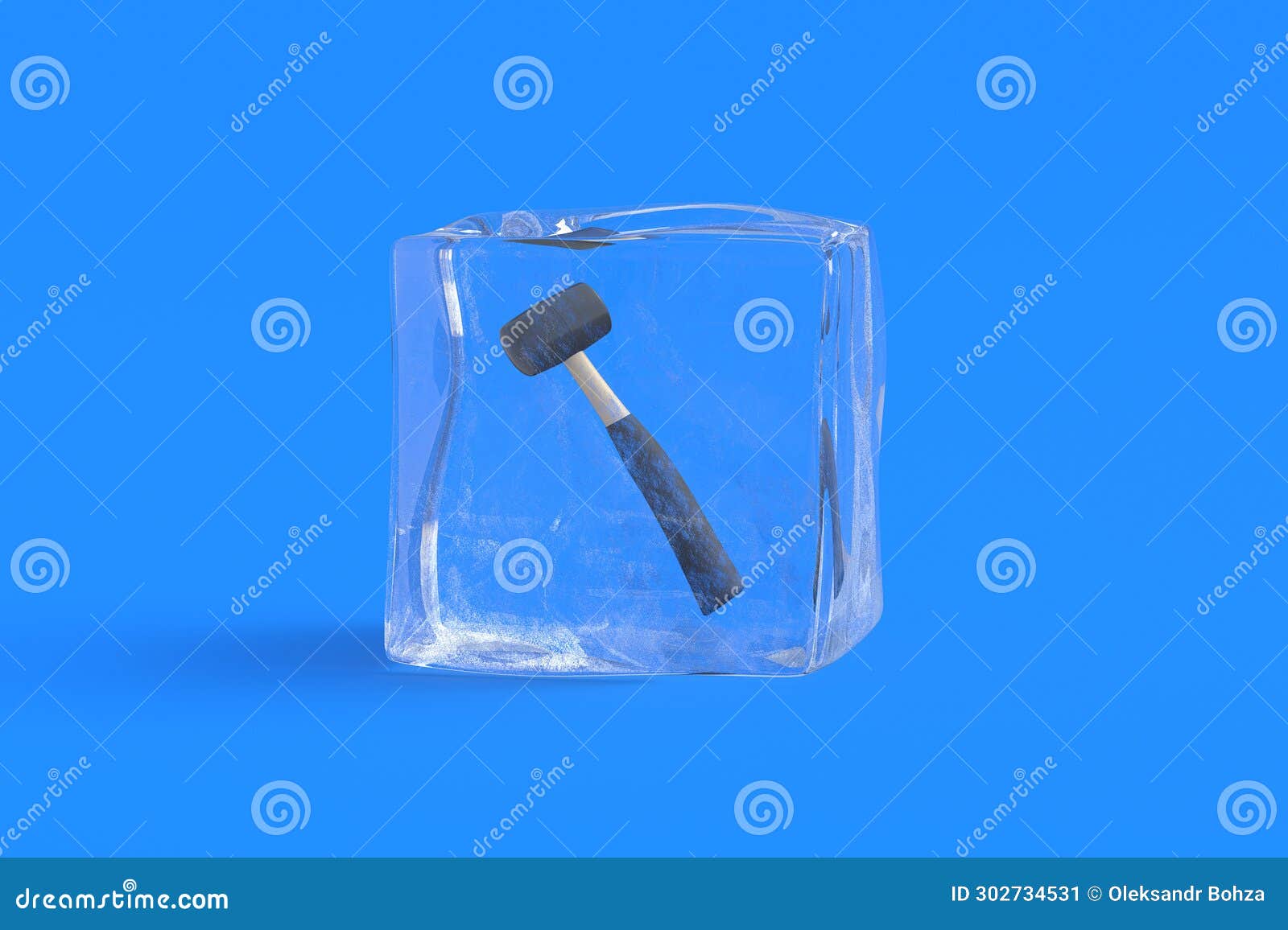 Rubber mallet in ice cube. stock illustration. Illustration of ...