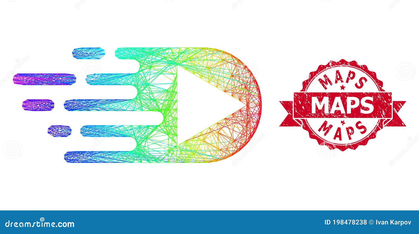 Rubber Maps Stamp and LGBT Colored Linear Play Function Stock Vector ...