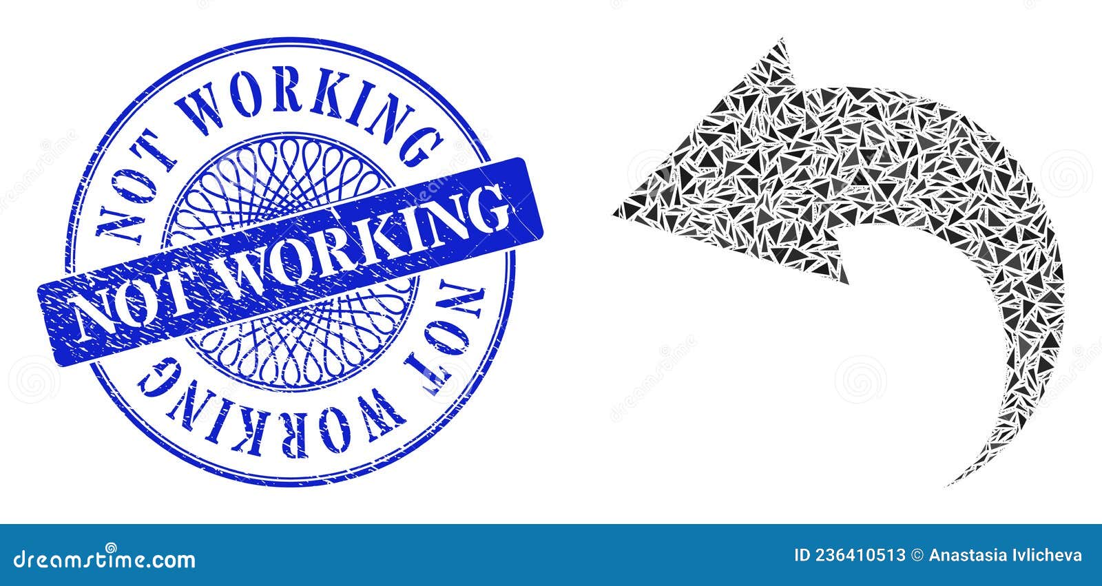 Rubber Not Working Stamp Seal and Triangle Undo Mosaic Stock Vector ...
