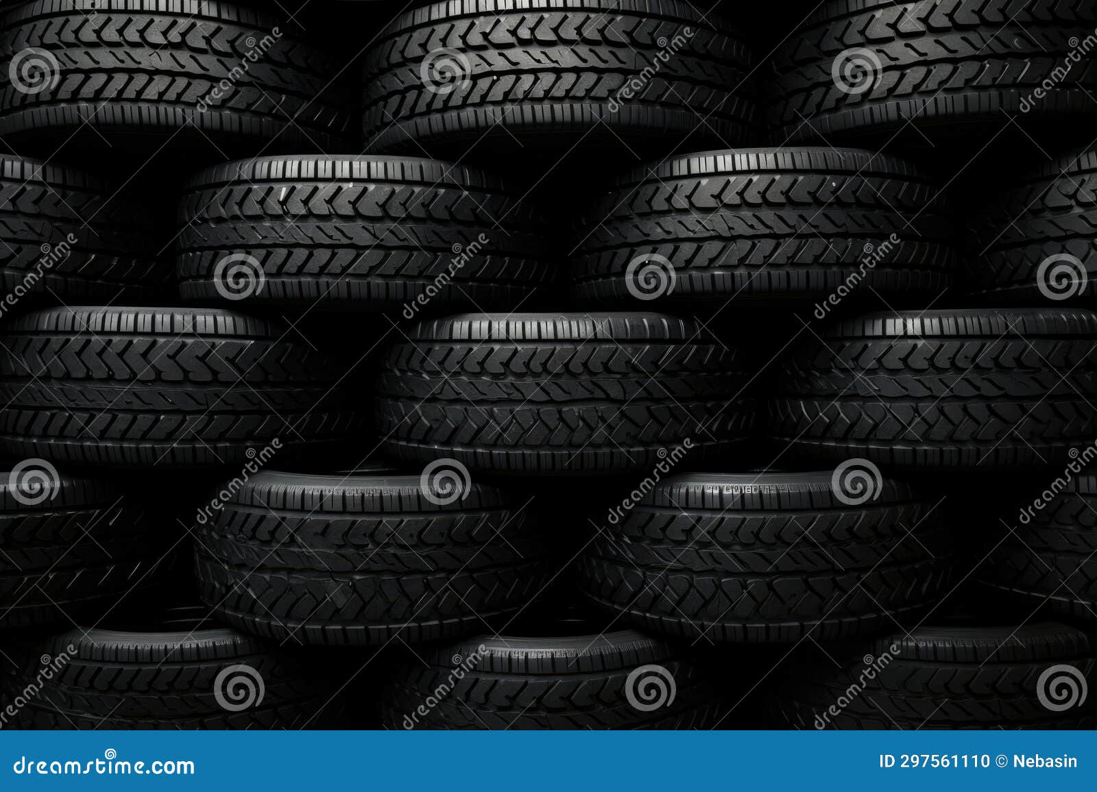 Rubber Oasis: a Landscape of Car Tires Presents a Visually Striking and Dynamic Scene, with the ...