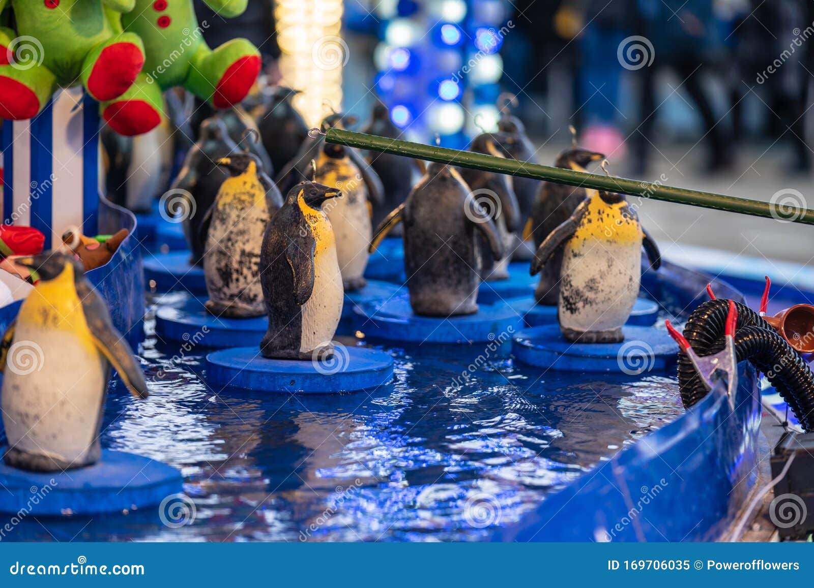 Rubber Penguins with Hooks in Their Heads. Fairground Hook a Rubber ...
