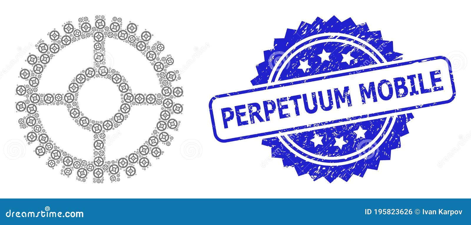 Rubber Perpetuum Mobile Seal and Recursion Clock Cog Icon Mosaic Stock ...